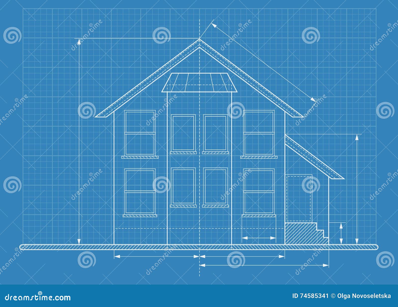 Technical Drawing House Blueprint Stock Vector - Illustration of ...