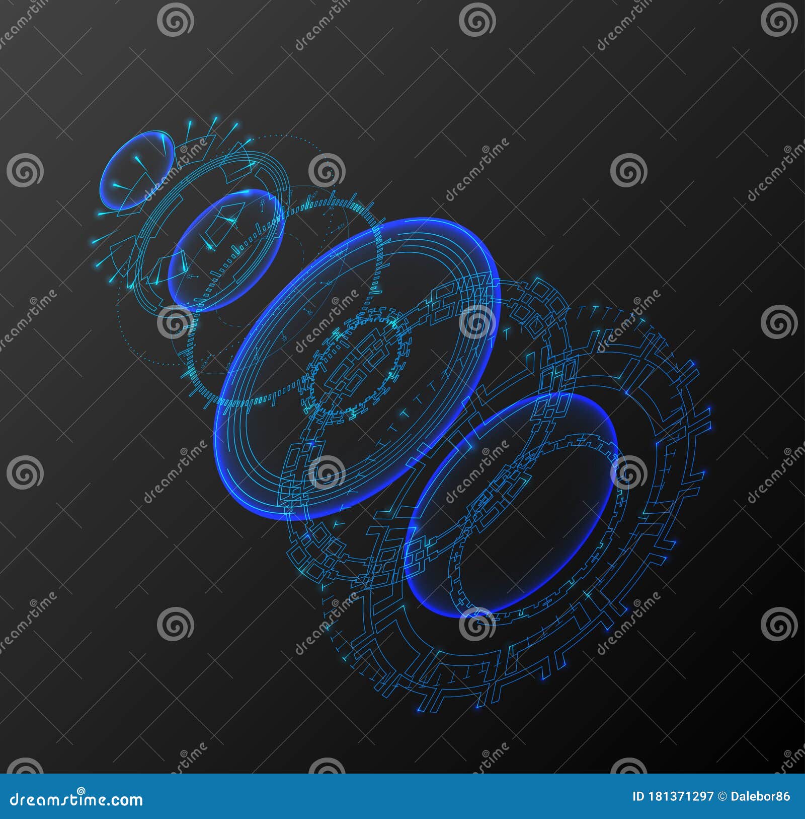Technical Drawing of the Machine Elements Stock Vector - Illustration ...
