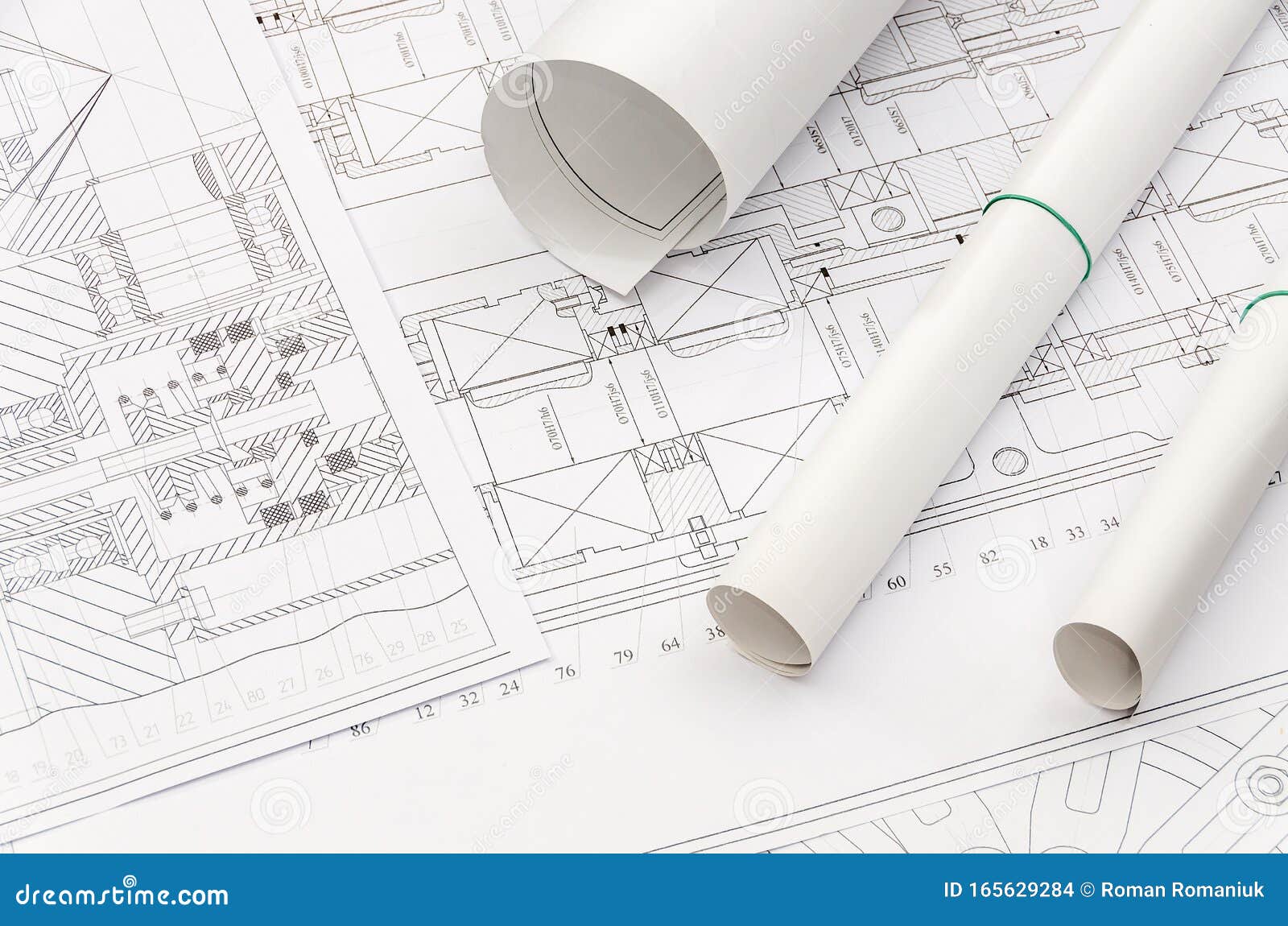 Technical Drawing - Machine Parts Close Up Stock Photo - Image of parts ...