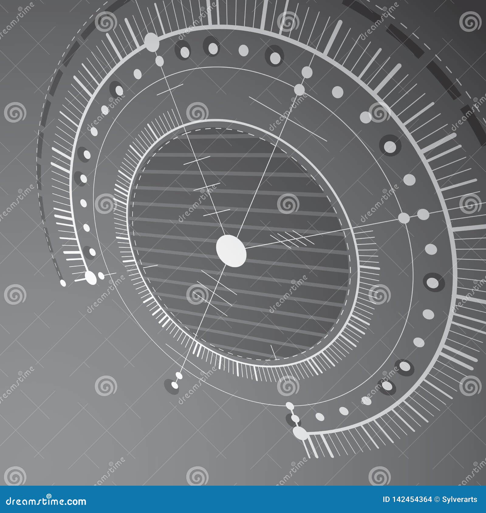 Technical Drawing Made Using Dashed Lines and Geometric Circles. Black ...