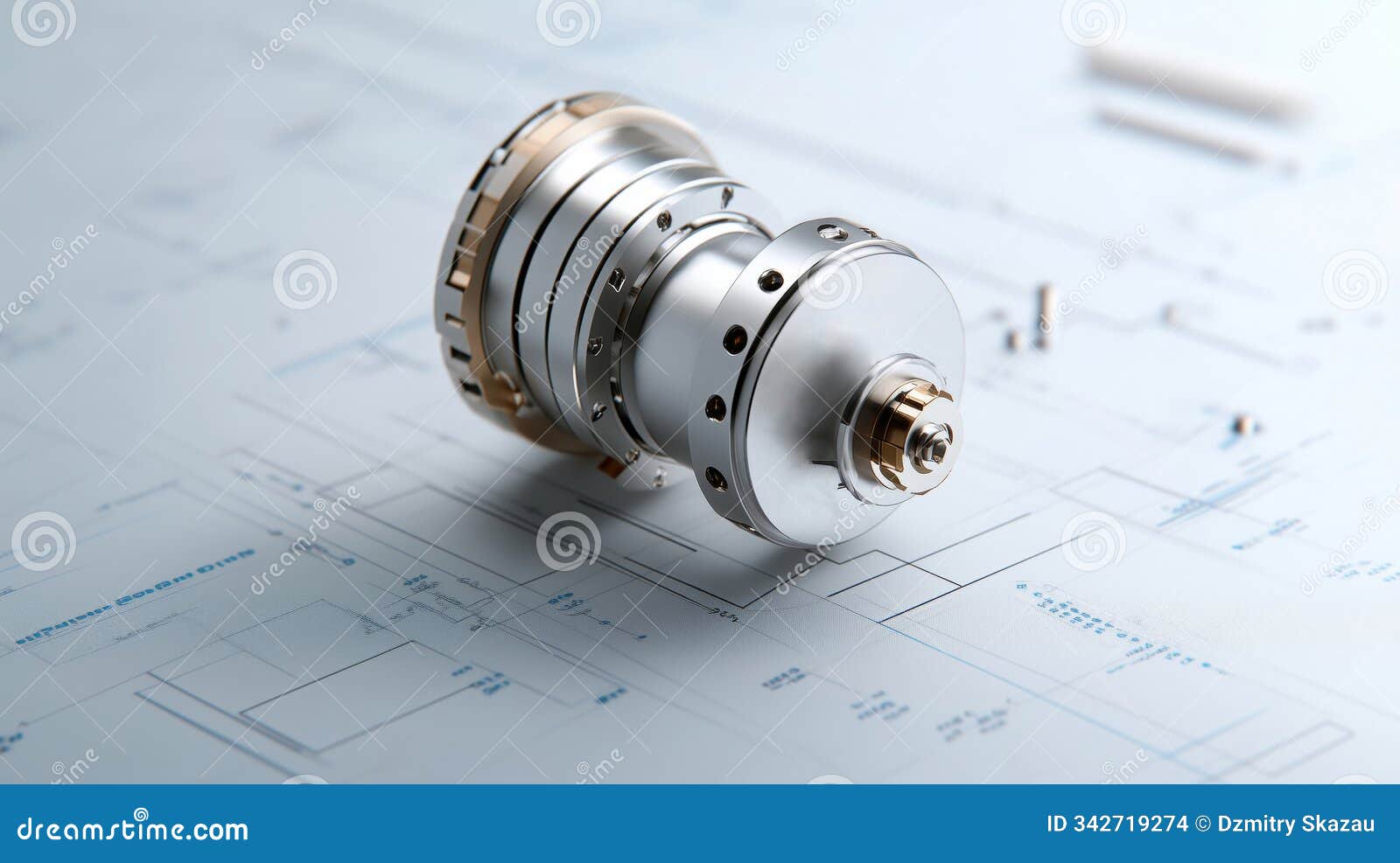 Technical Drawing of a Mechanical Component in Engineering Plans Stock ...