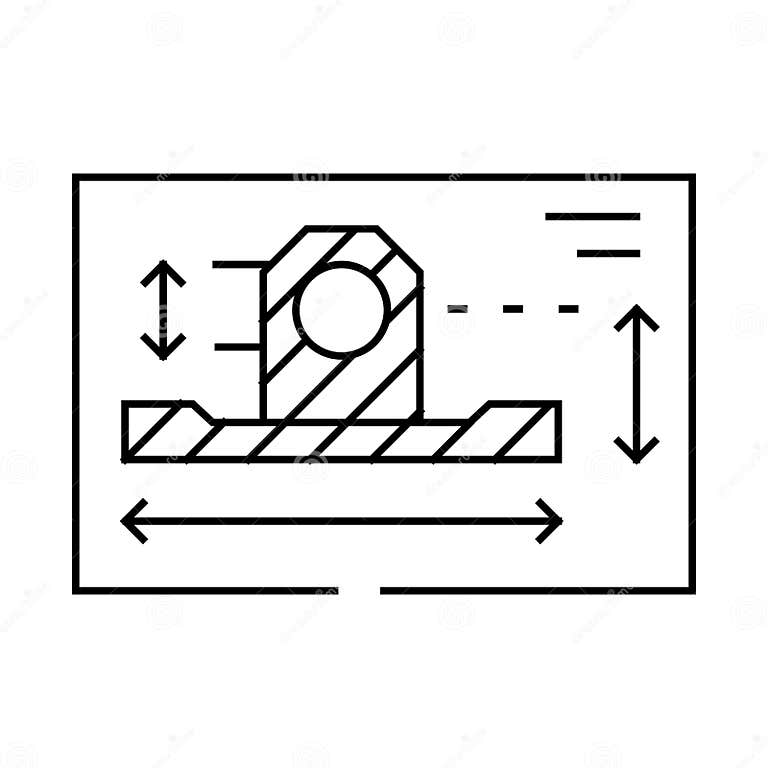 Technical Drawing Mechanical Engineer Line Icon Vector Illustration ...