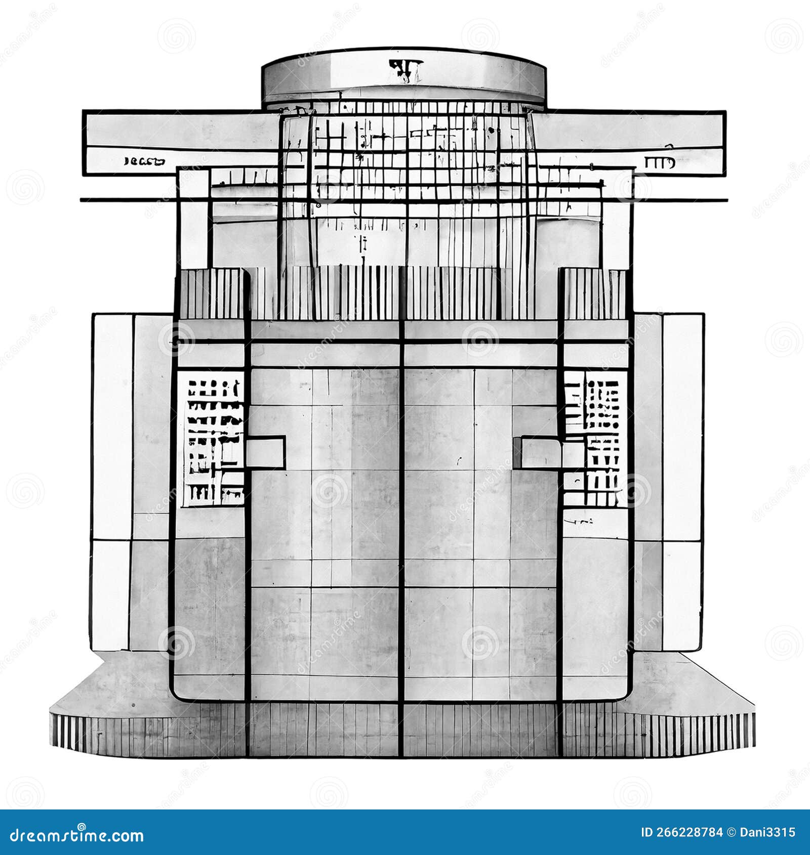 Technical Drawing of a Nuclear Power Plant Tower Stock Illustration ...
