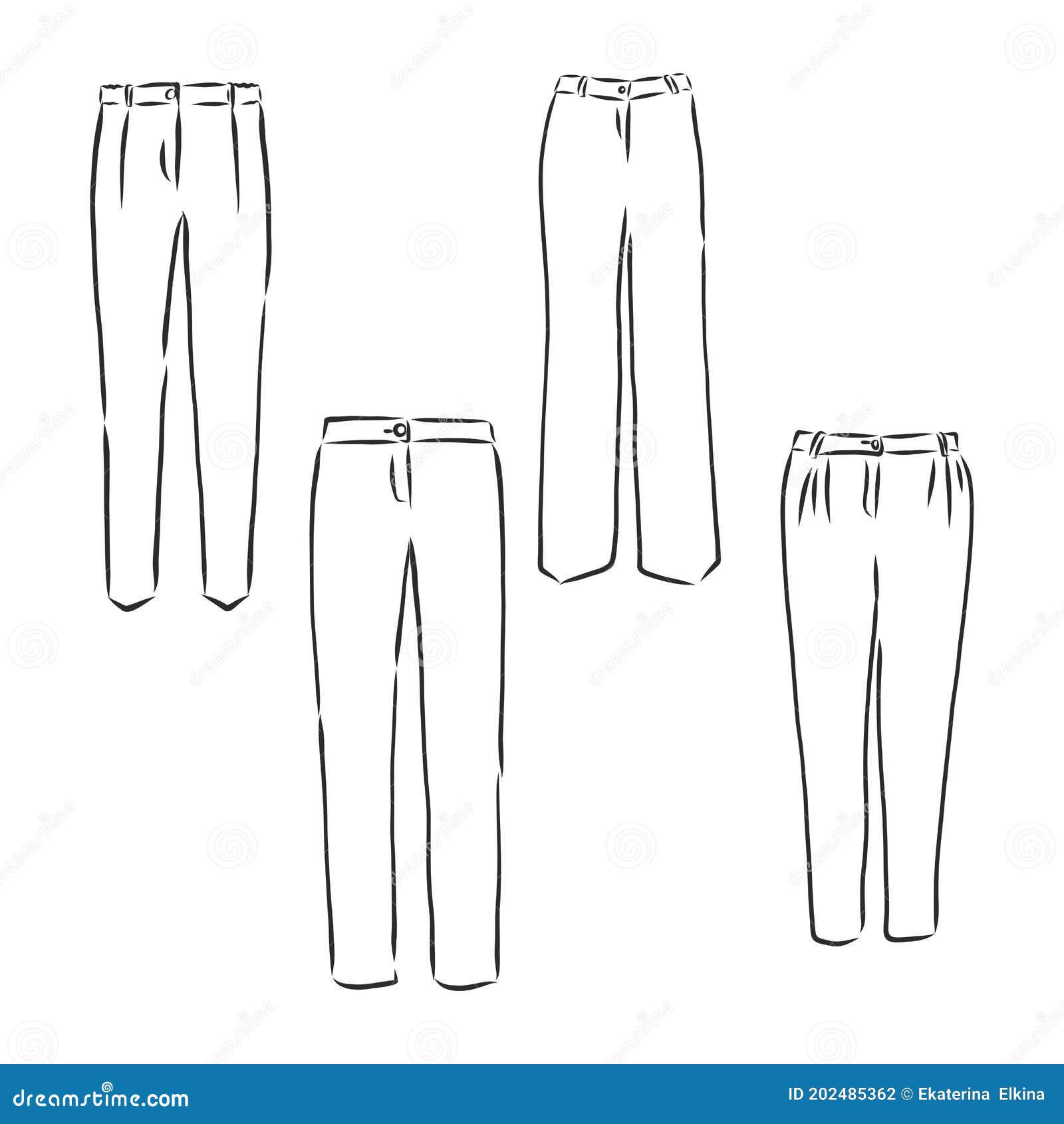 Technical Drawing of Pants, Pants Vector Sketch Illustration Stock ...
