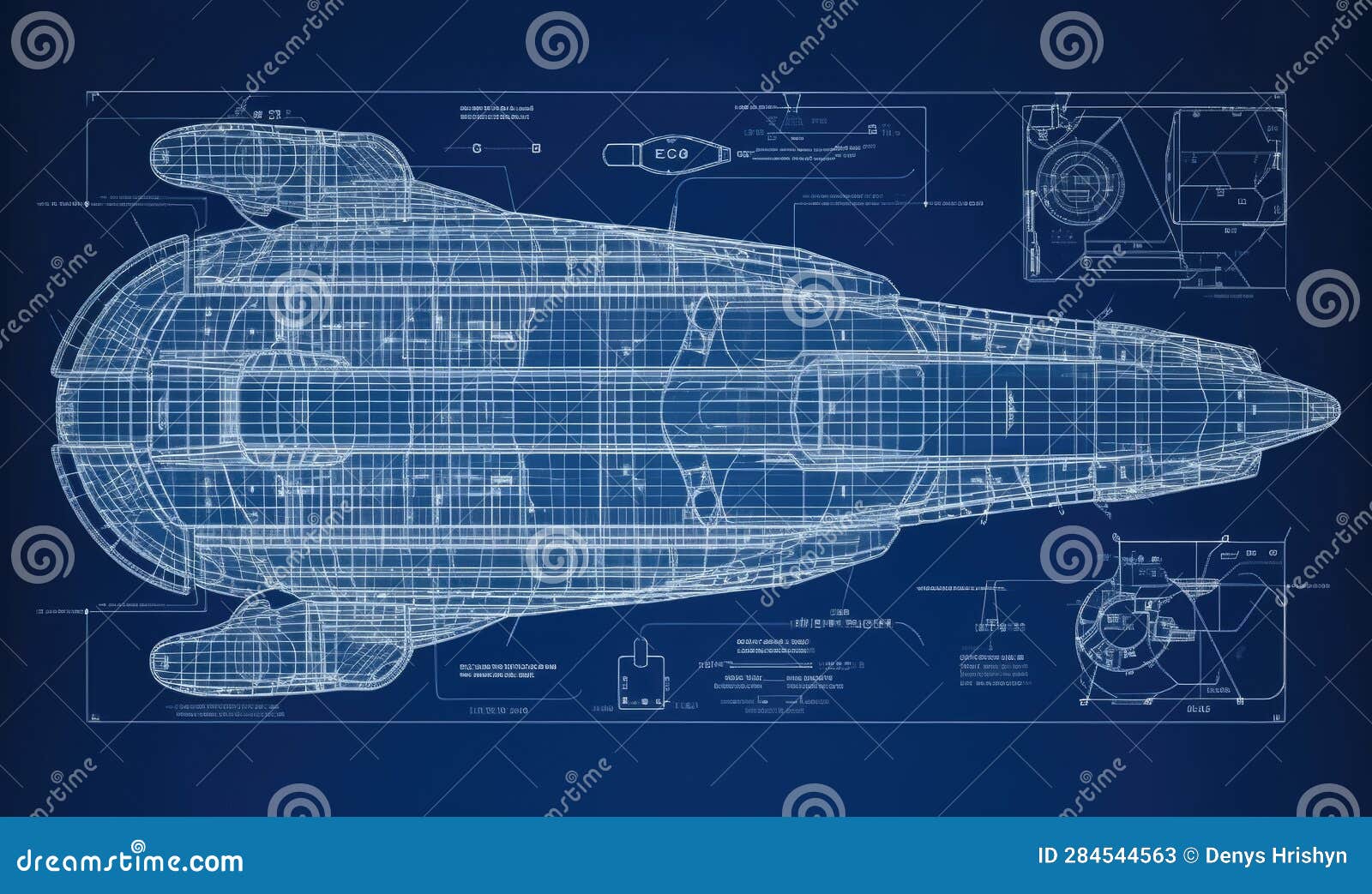 The Technical Drawing Provides a Detailed Representation of Spaceship S ...