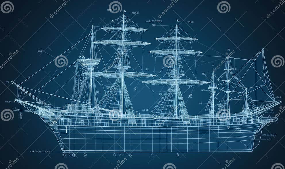 The Technical Drawing Provides Visual Representation of the Ship S ...