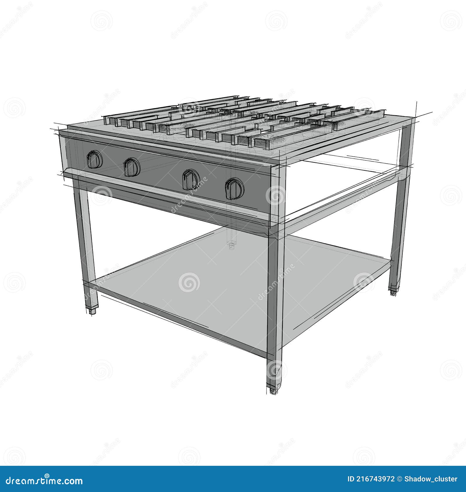 Technical Drawing of a Restaurant Cooker in an Architectural Style ...