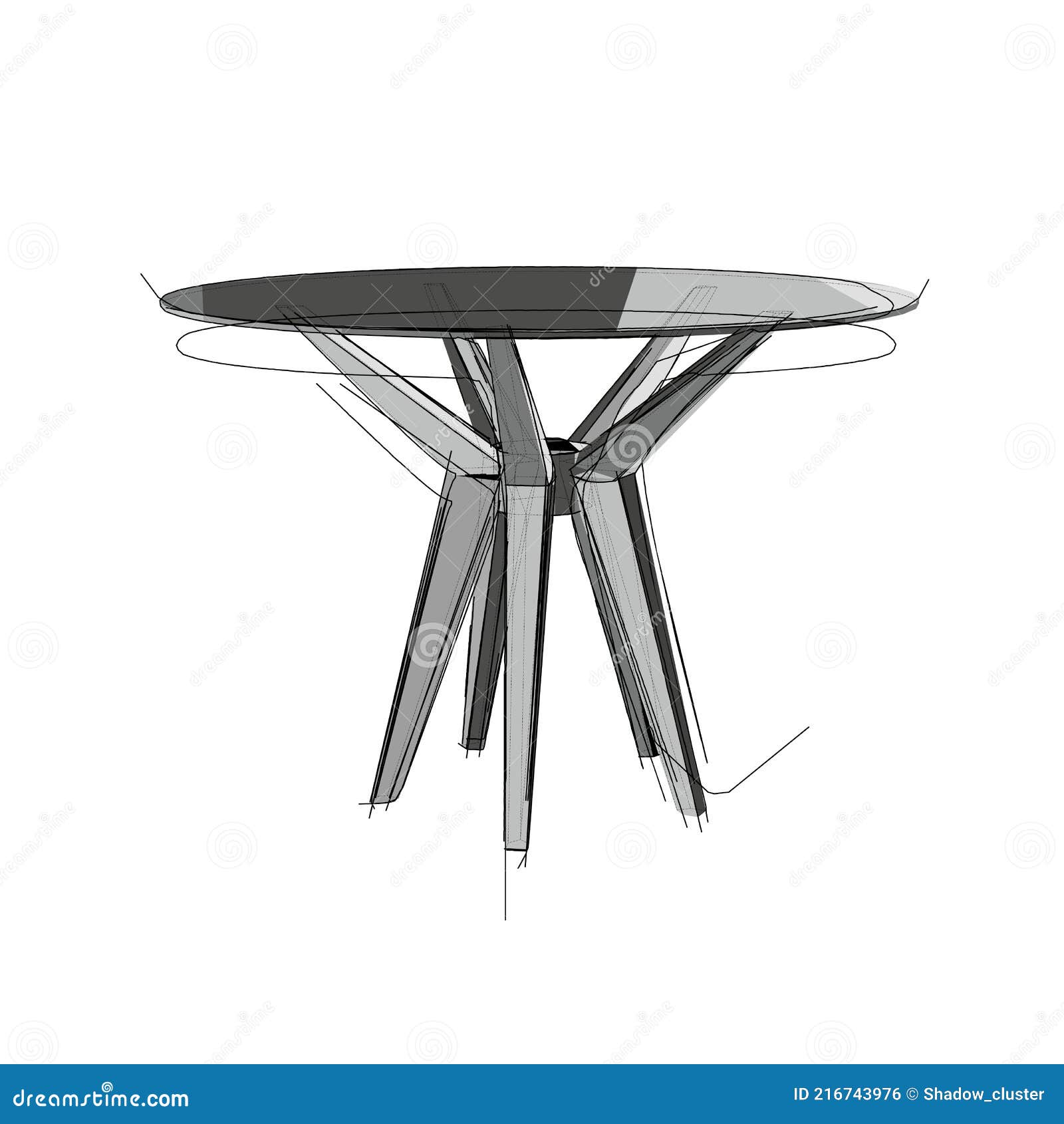 Technical Drawing of a Restaurant Round Table in an Architectural Style ...