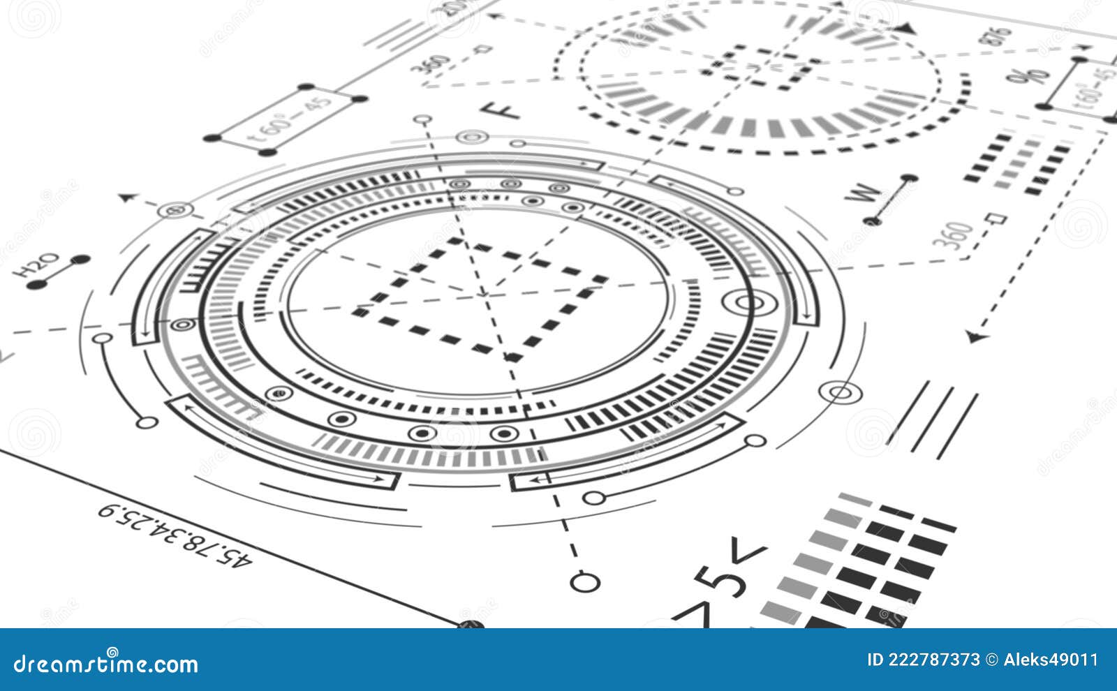 Technical Drawing .Rotating Mechanism of Round Parts .Machine ...