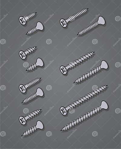 Technical Drawing of Screws in Isometric View Stock Vector ...