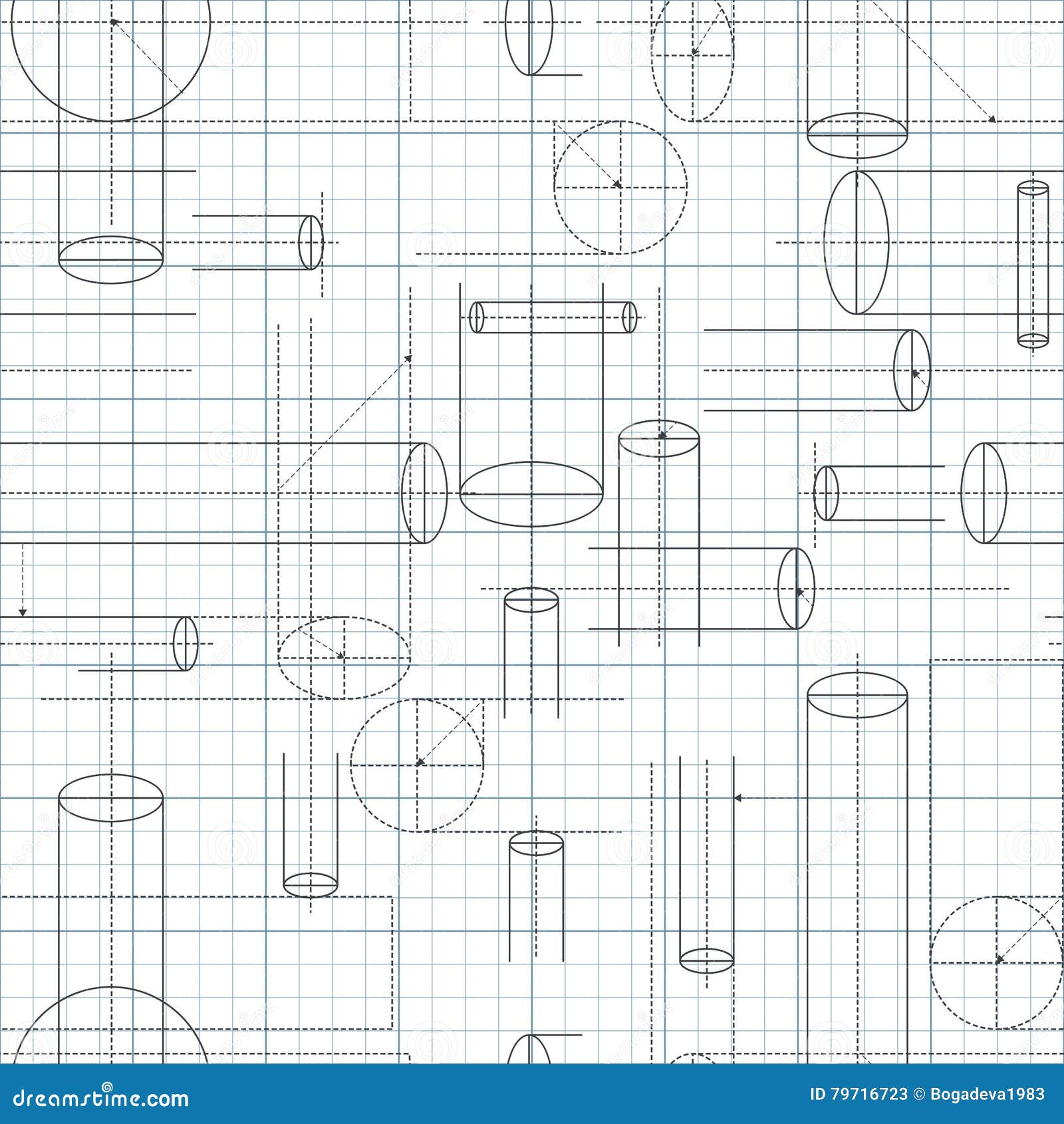 Technical Drawing Seamless Background Stock Vector - Illustration of ...