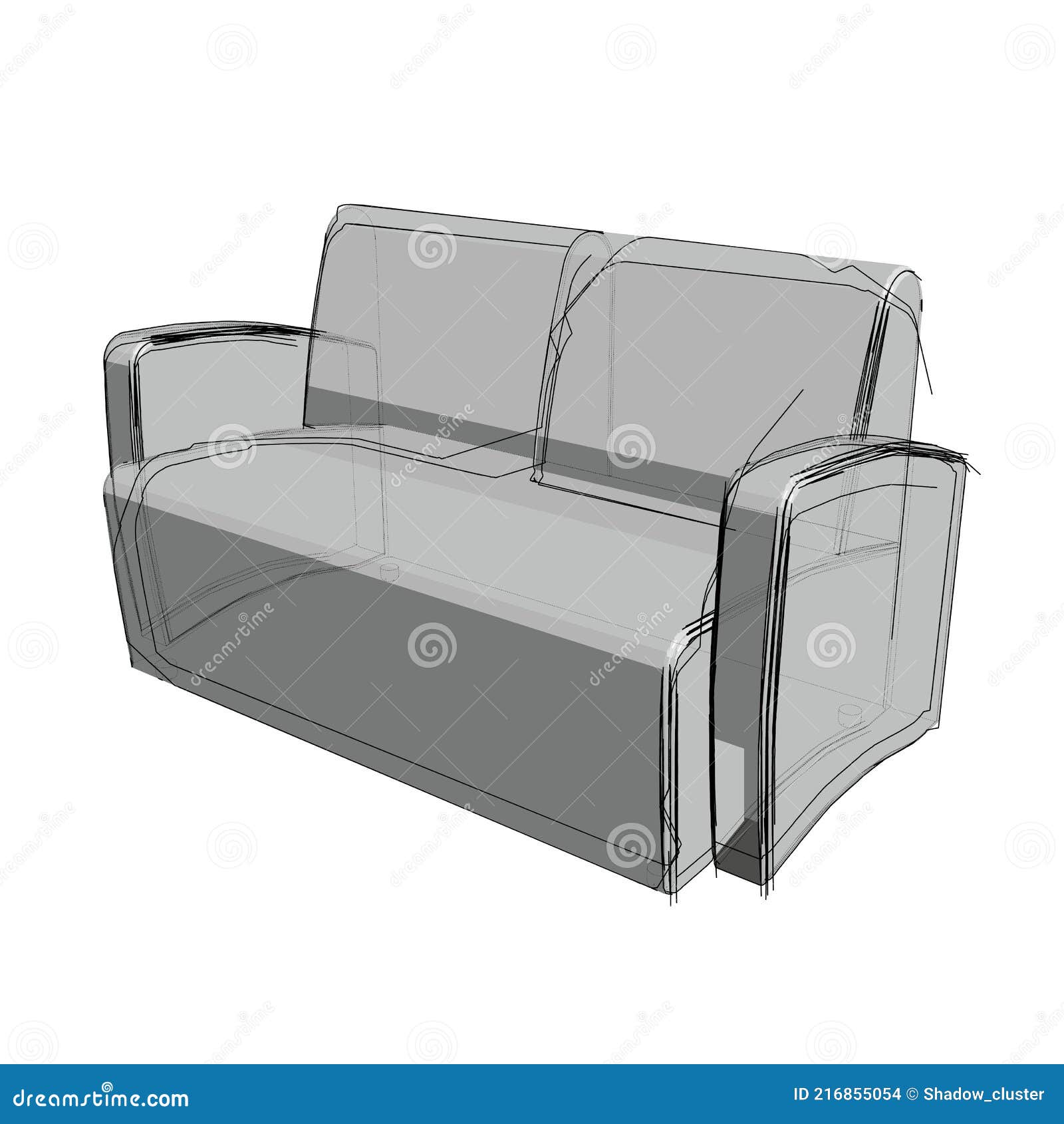 Technical Drawing of a Sofa in an Architectural Style Stock Vector ...