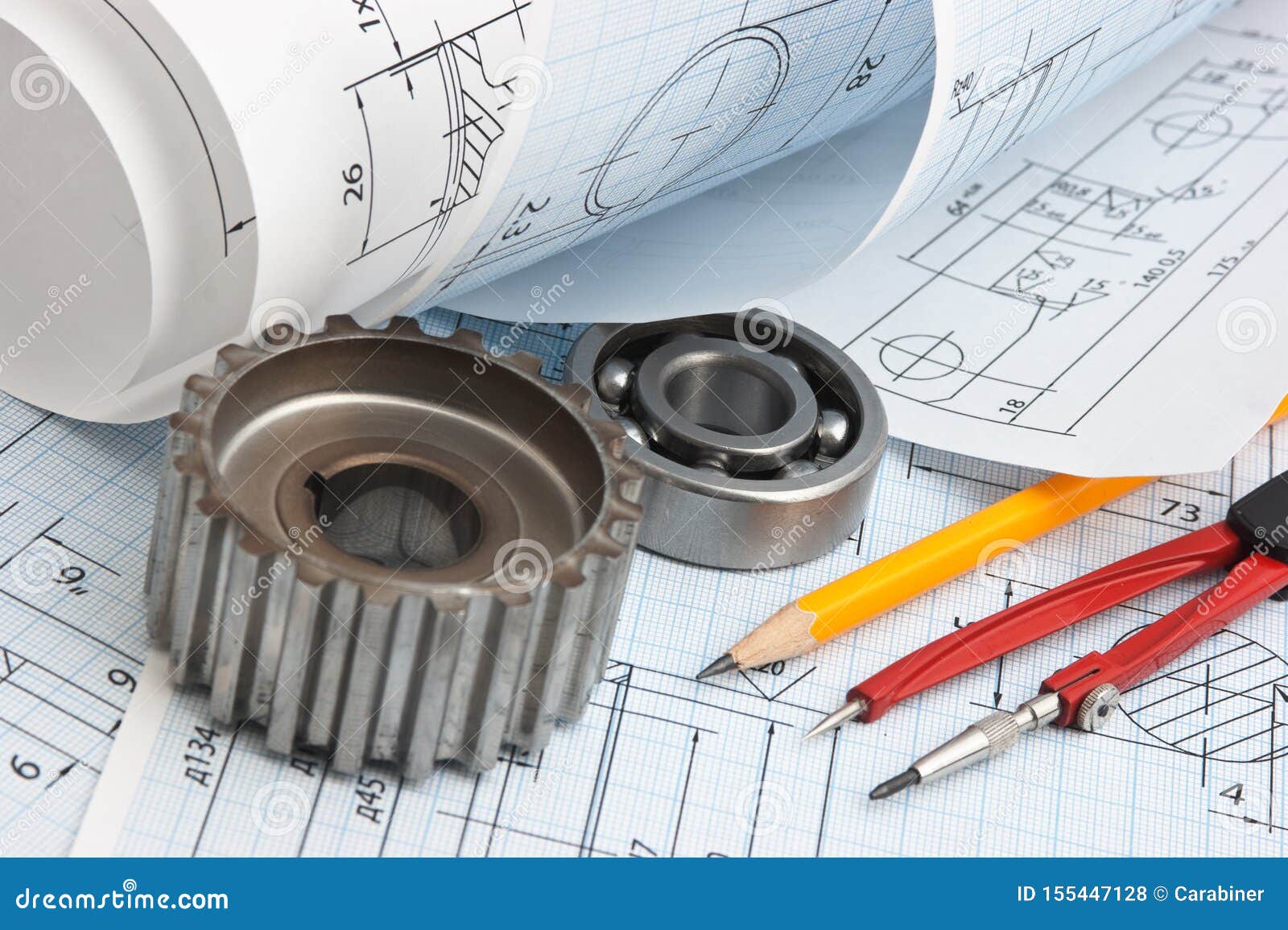 Technical drawing stock photo. Image of paper, mechanical - 155447128