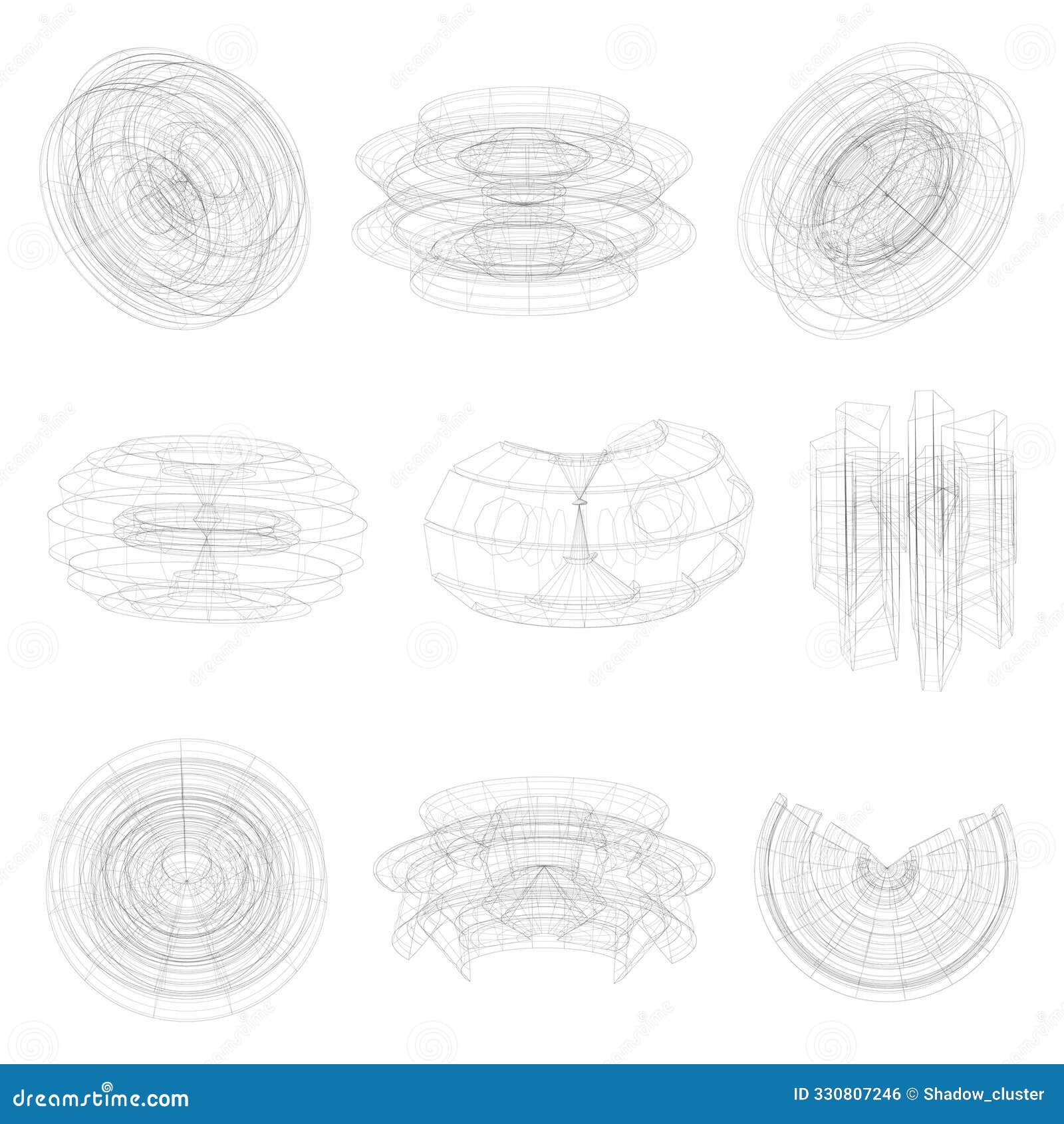 Technical Drawings of Abstract Parts and Shapes Stock Illustration ...