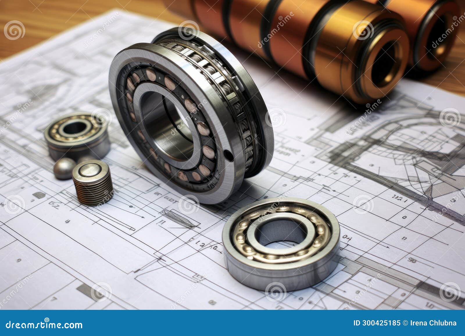Technical Drawings with the Ball Bearings Stock Illustration ...