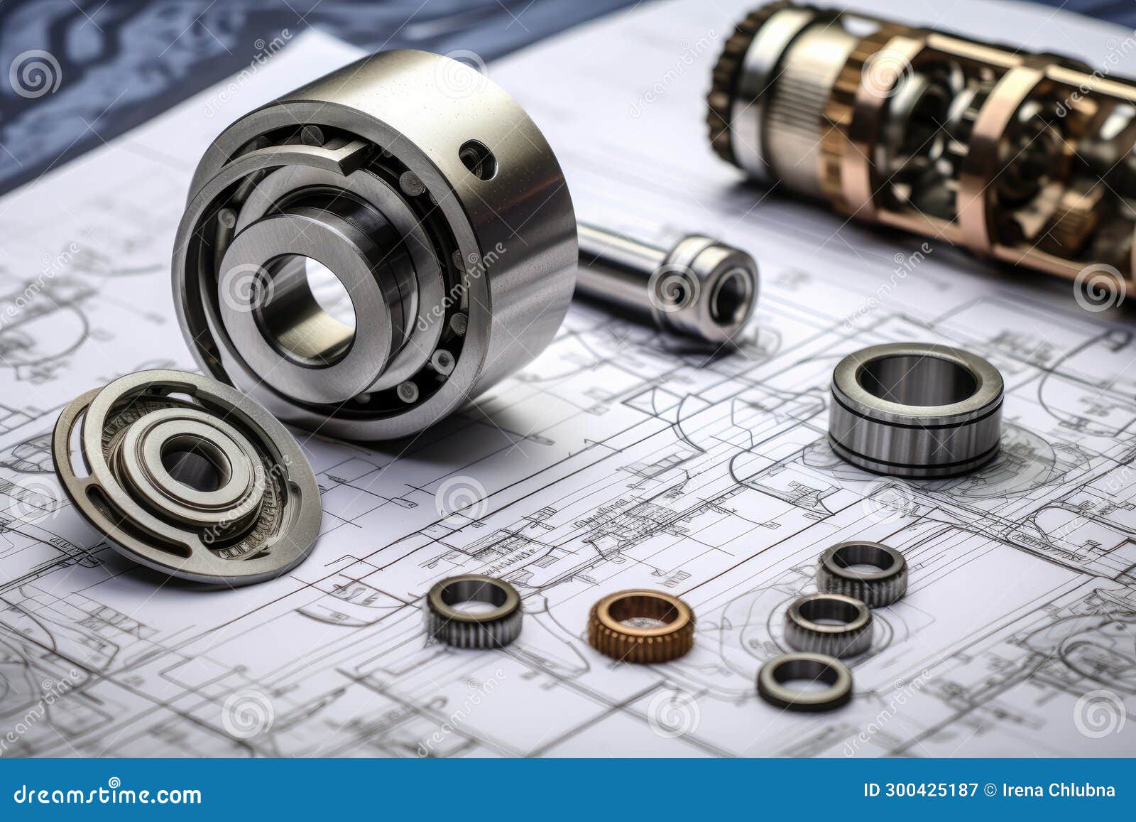 Technical Drawings with the Ball Bearings Stock Illustration ...
