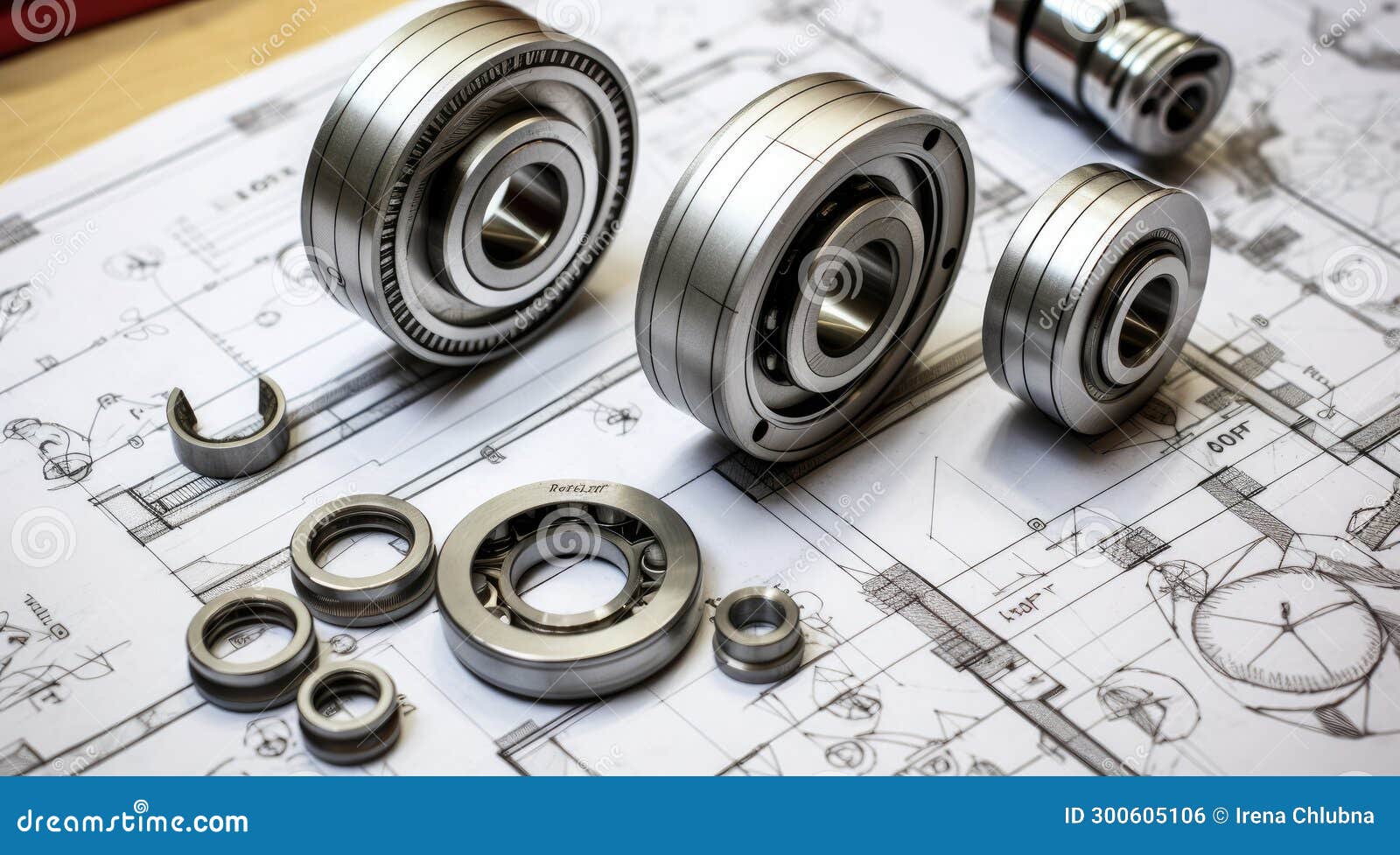 Technical Drawings with the Ball Bearings Stock Illustration ...