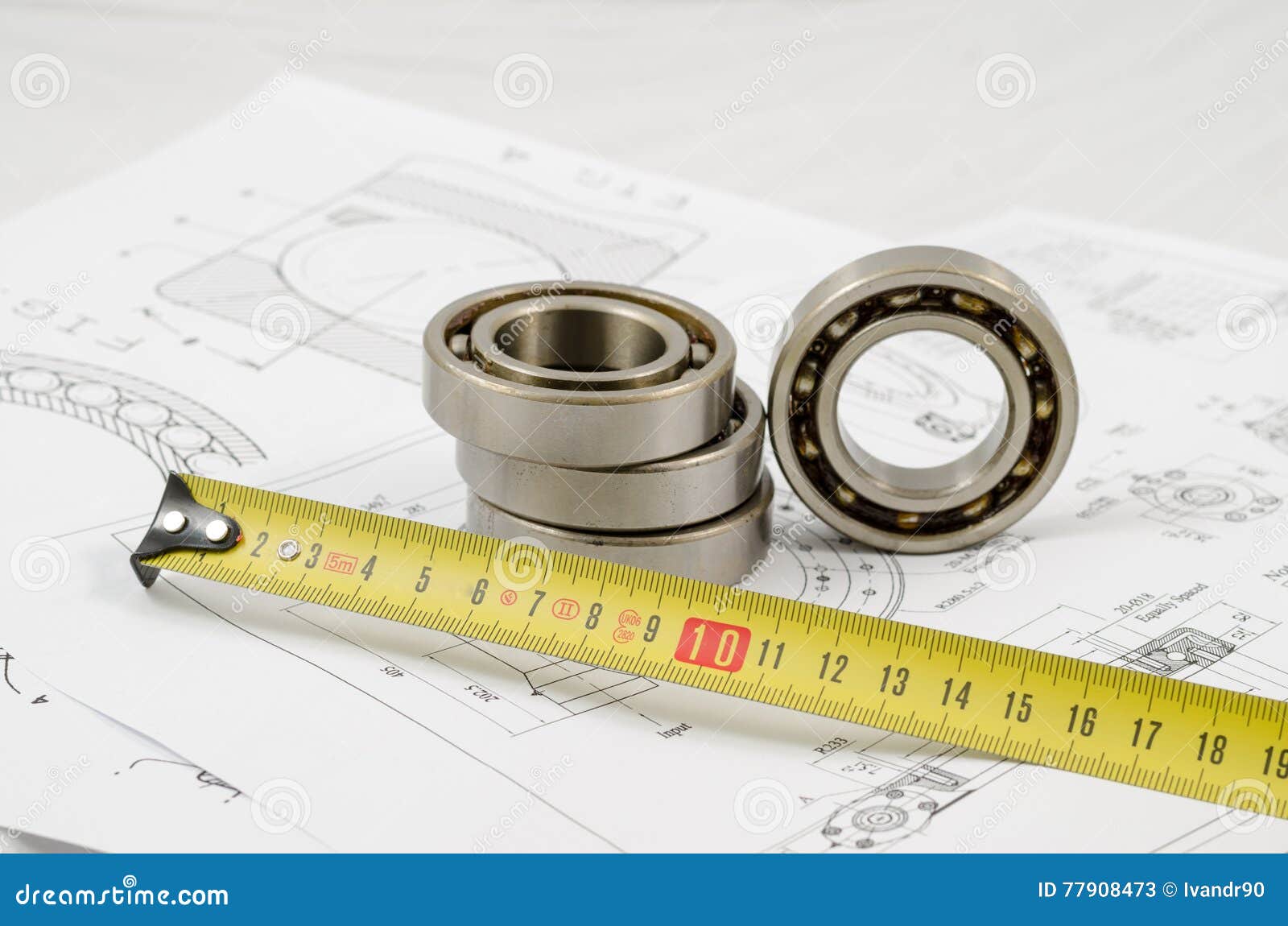 Technical Drawings with the Ball Bearings Stock Image - Image of design ...
