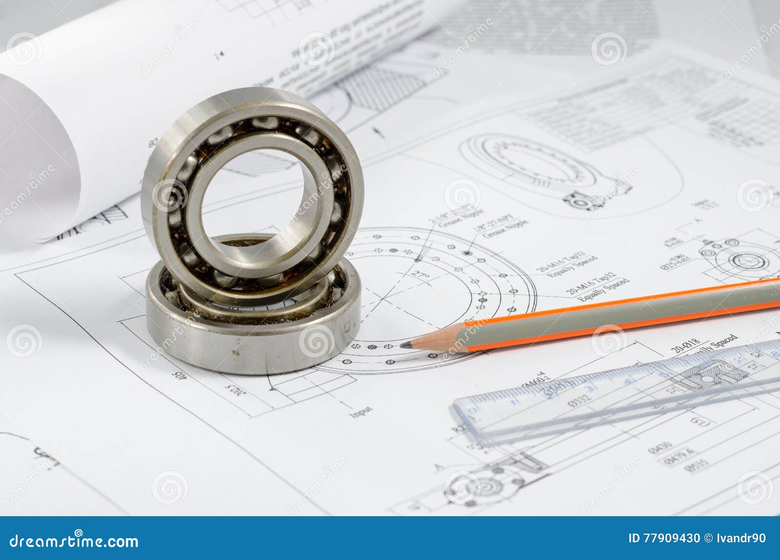 Technical Drawings. Project By Drawing Compass On Paper. Drawing Detail ...