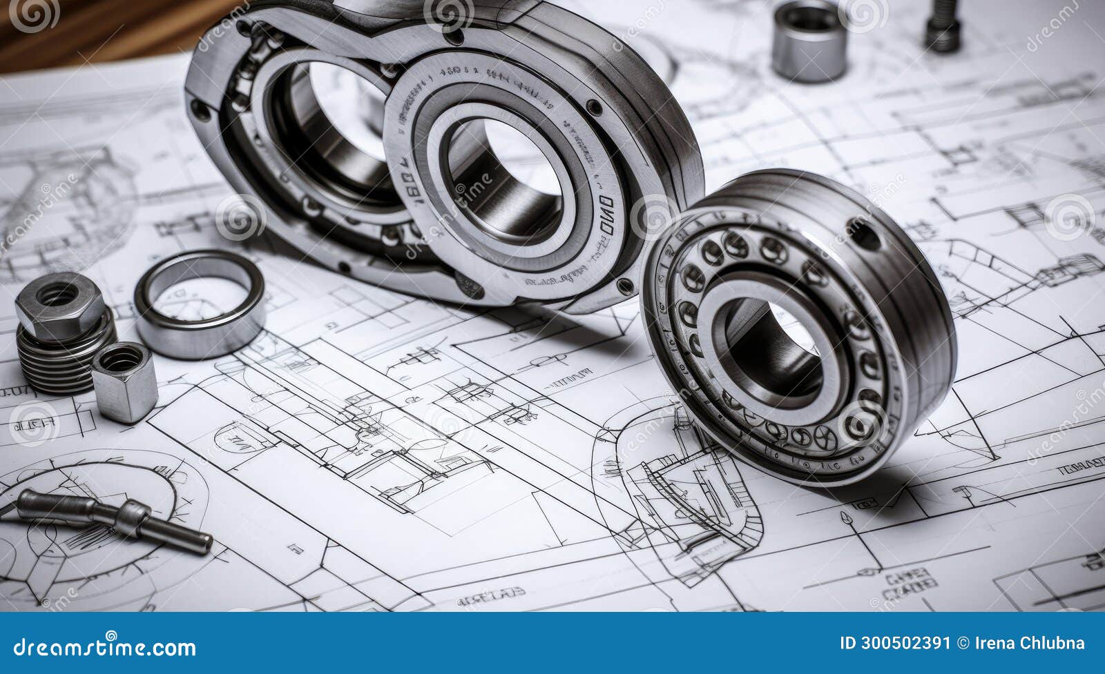 Technical Drawings with the Ball Bearings Stock Illustration ...