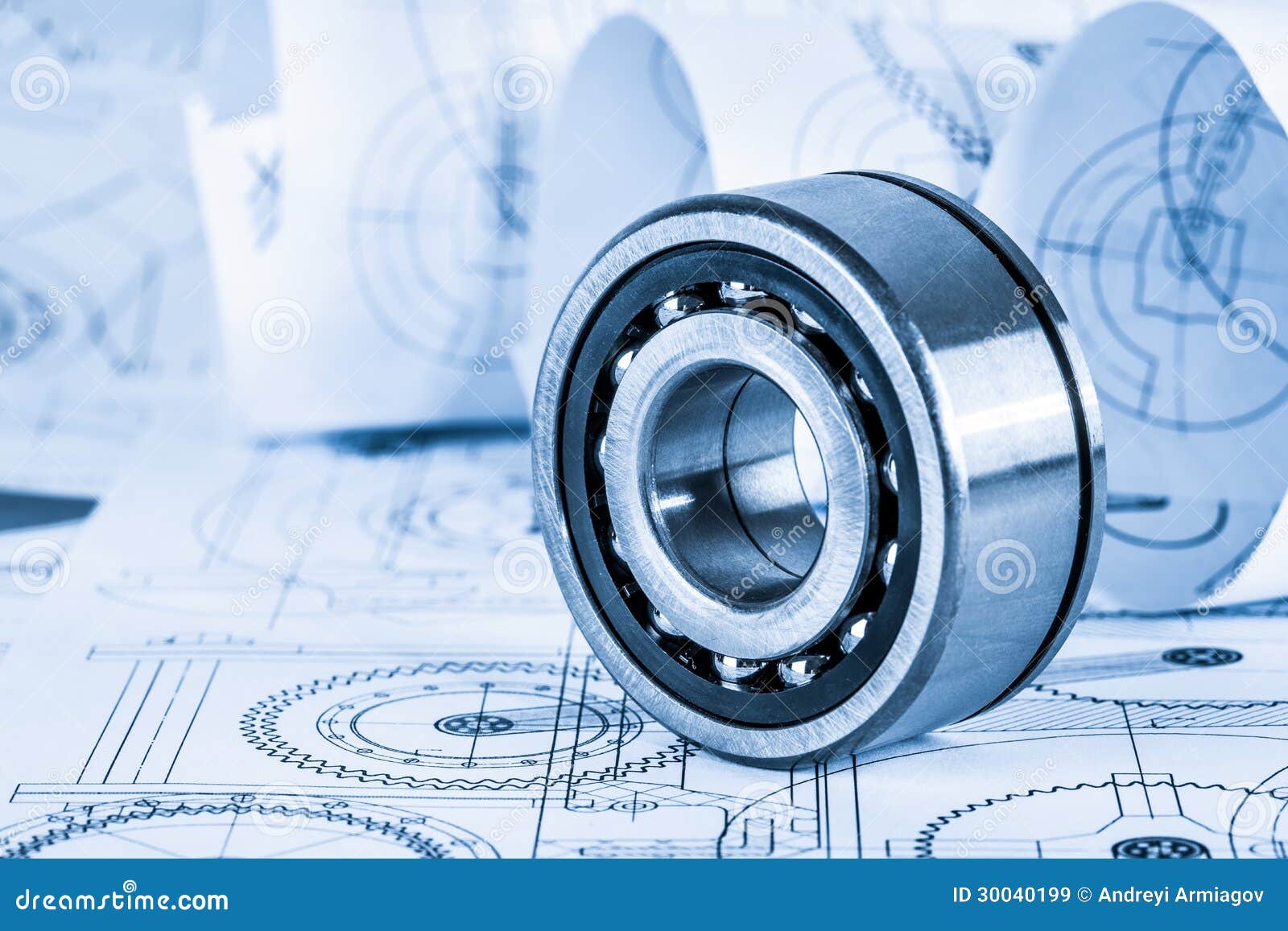 Technical Drawings with the Bearing Stock Image - Image of design ...