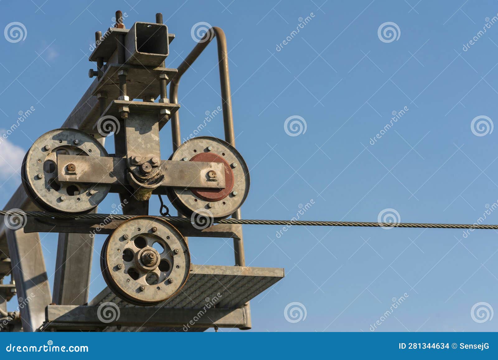 Rollers and Rope of the T-bar Lift . Stock Photo - Image of iron, rope ...