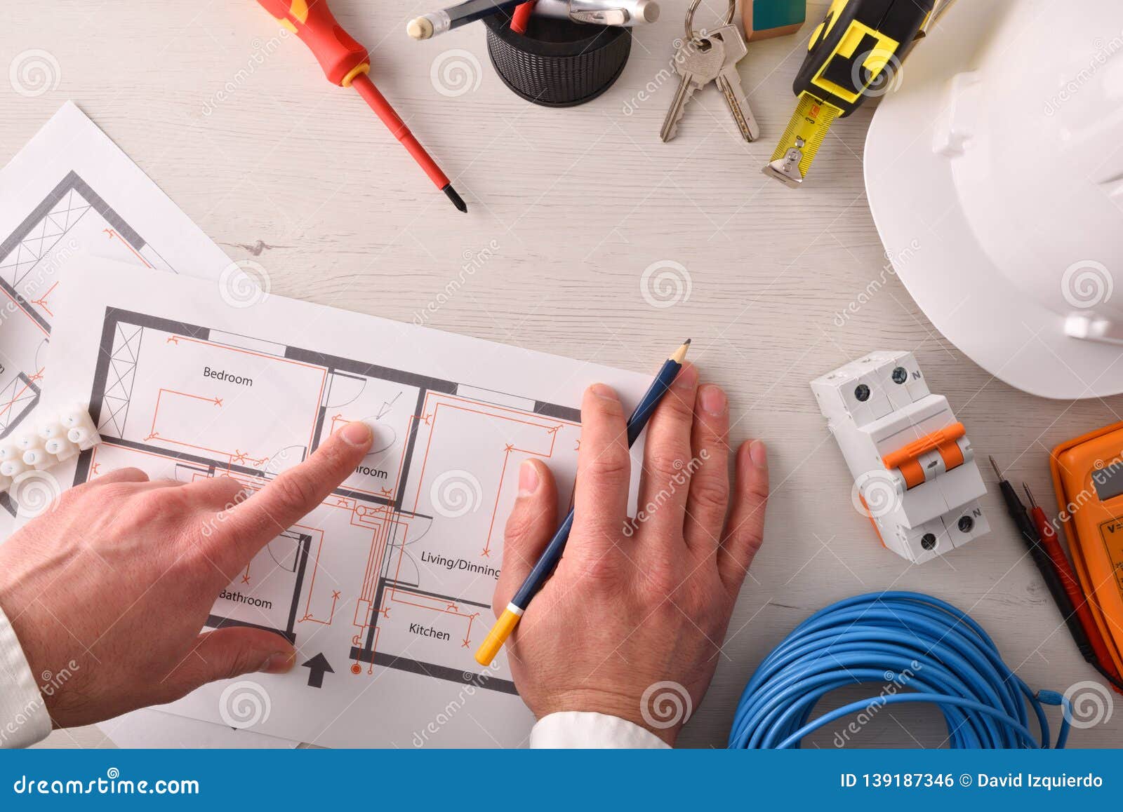 Technical Engineer in Electricity Pointing in an Electrical Plan Top ...
