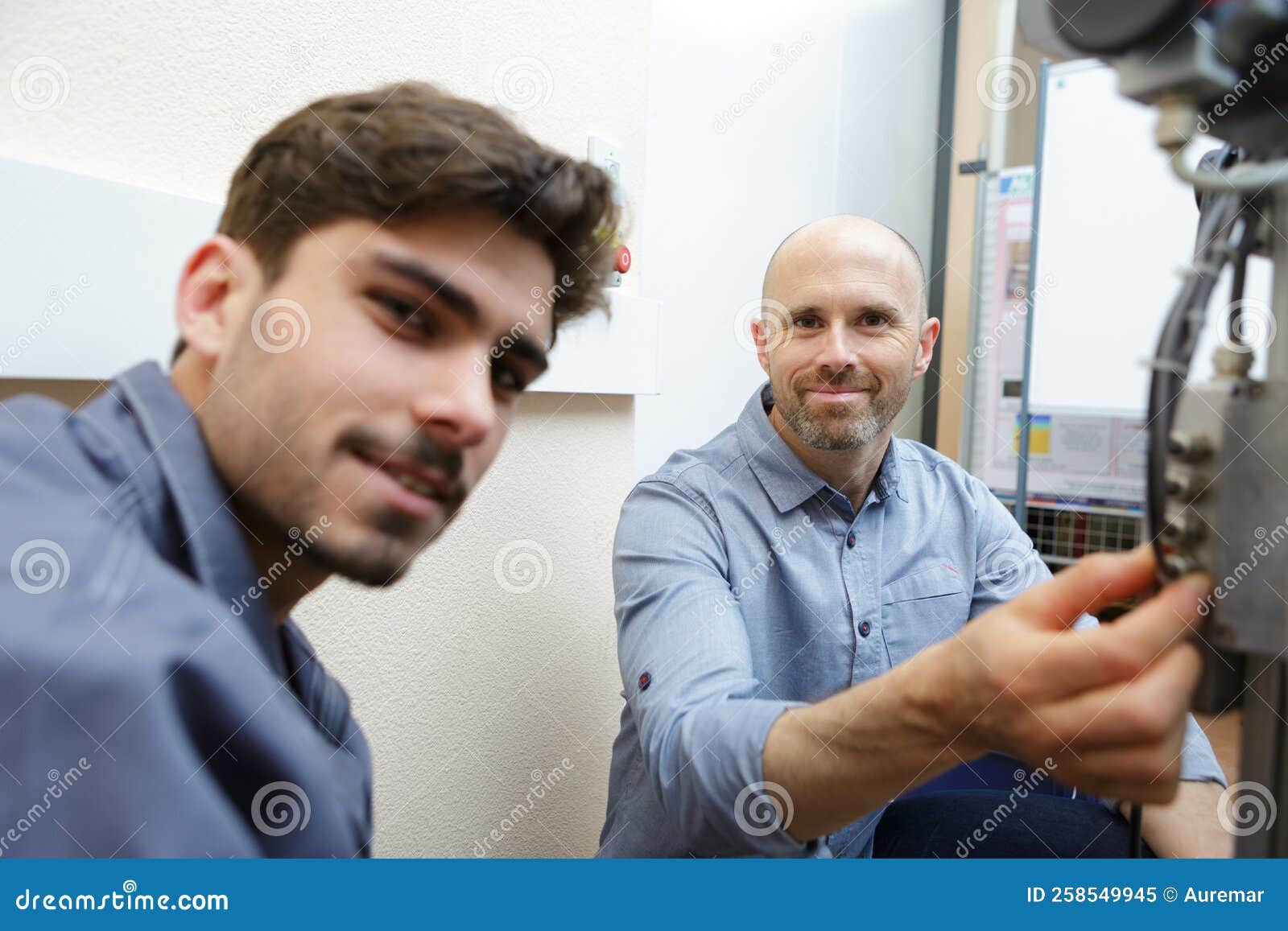 Technical Engineer Posing with Teacher Stock Image - Image of factory ...