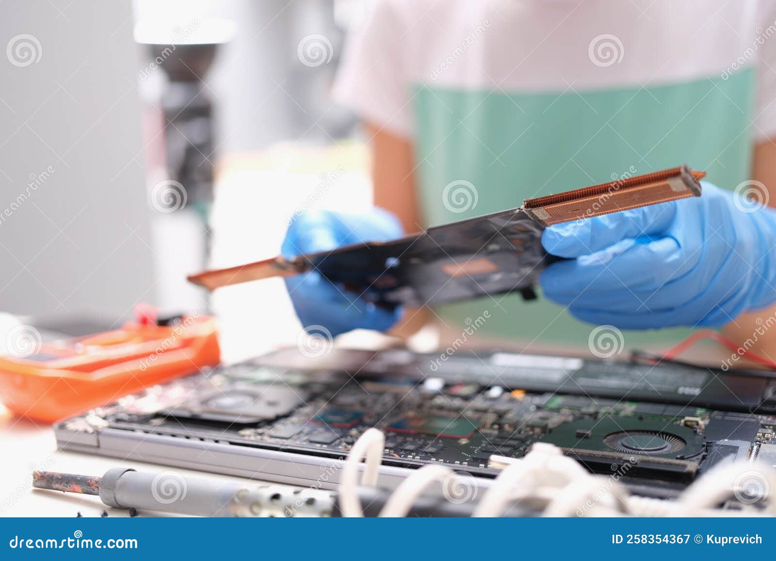 Technical Engineer is Working on Computer Motherboard Stock Image ...
