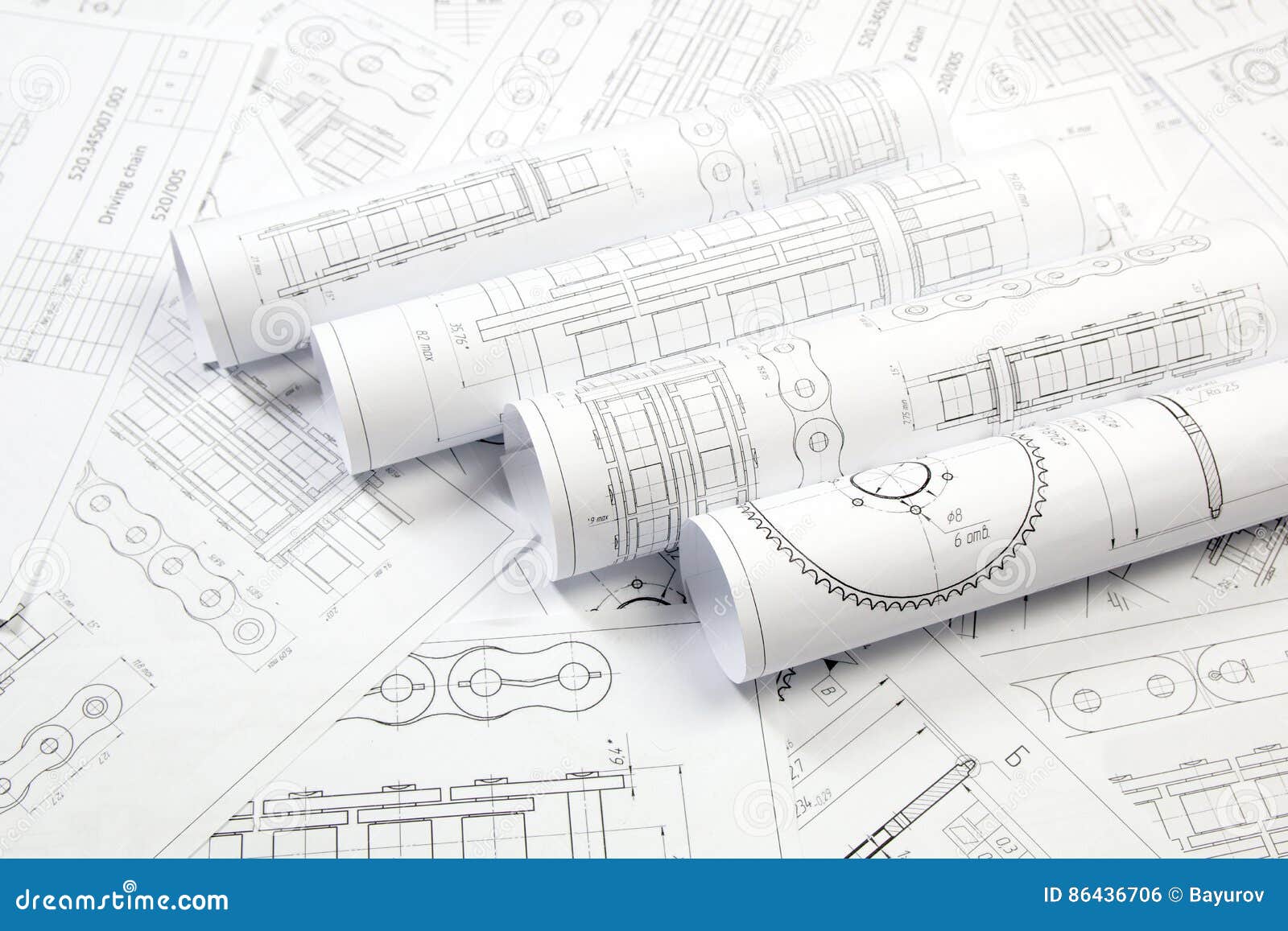 Technical And Engineering Drawings, Floor Plans, Rolls Of Architecture ...