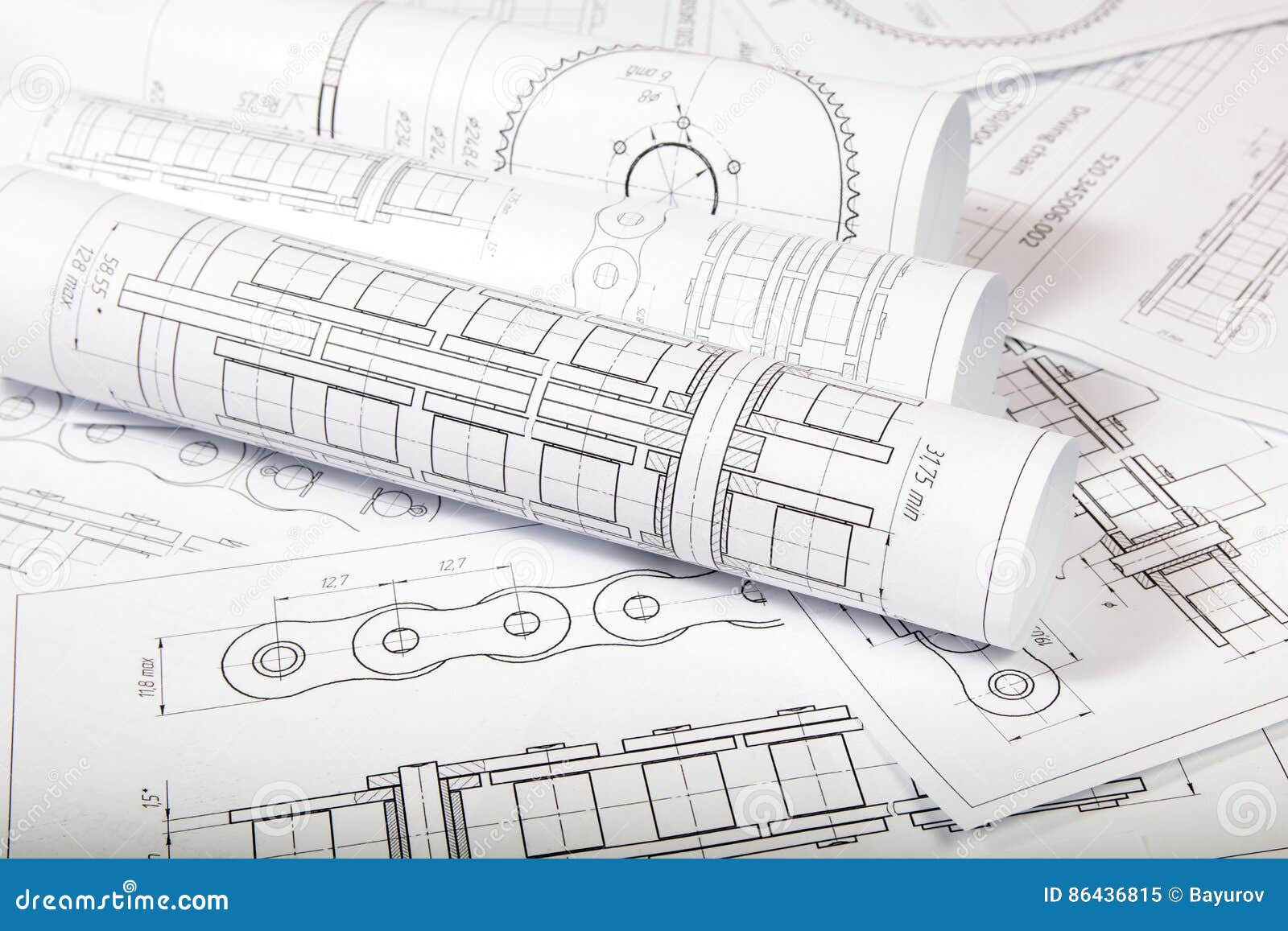 Technical Engineering Drawings Stock Image - Image of metal, measure ...