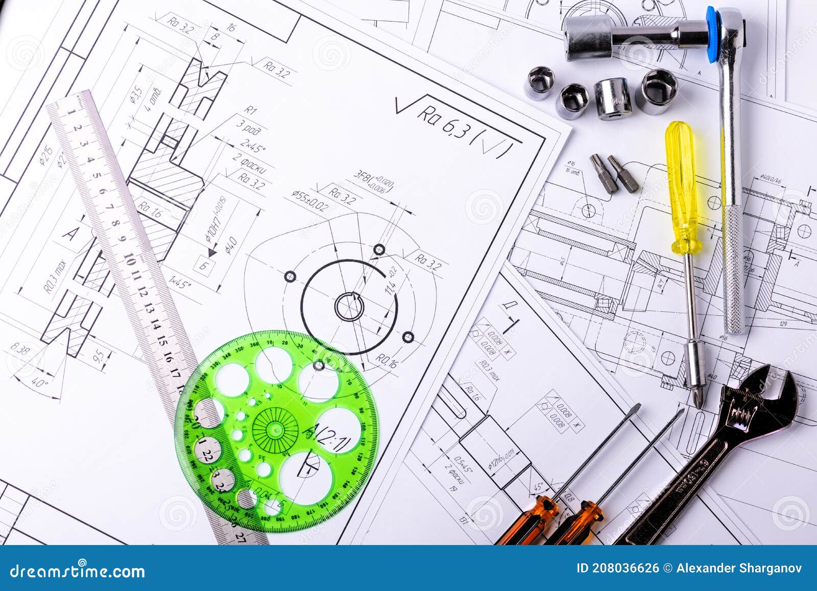 Technical Engineering Drawings, Which Show Mechanical Parts Engineering ...