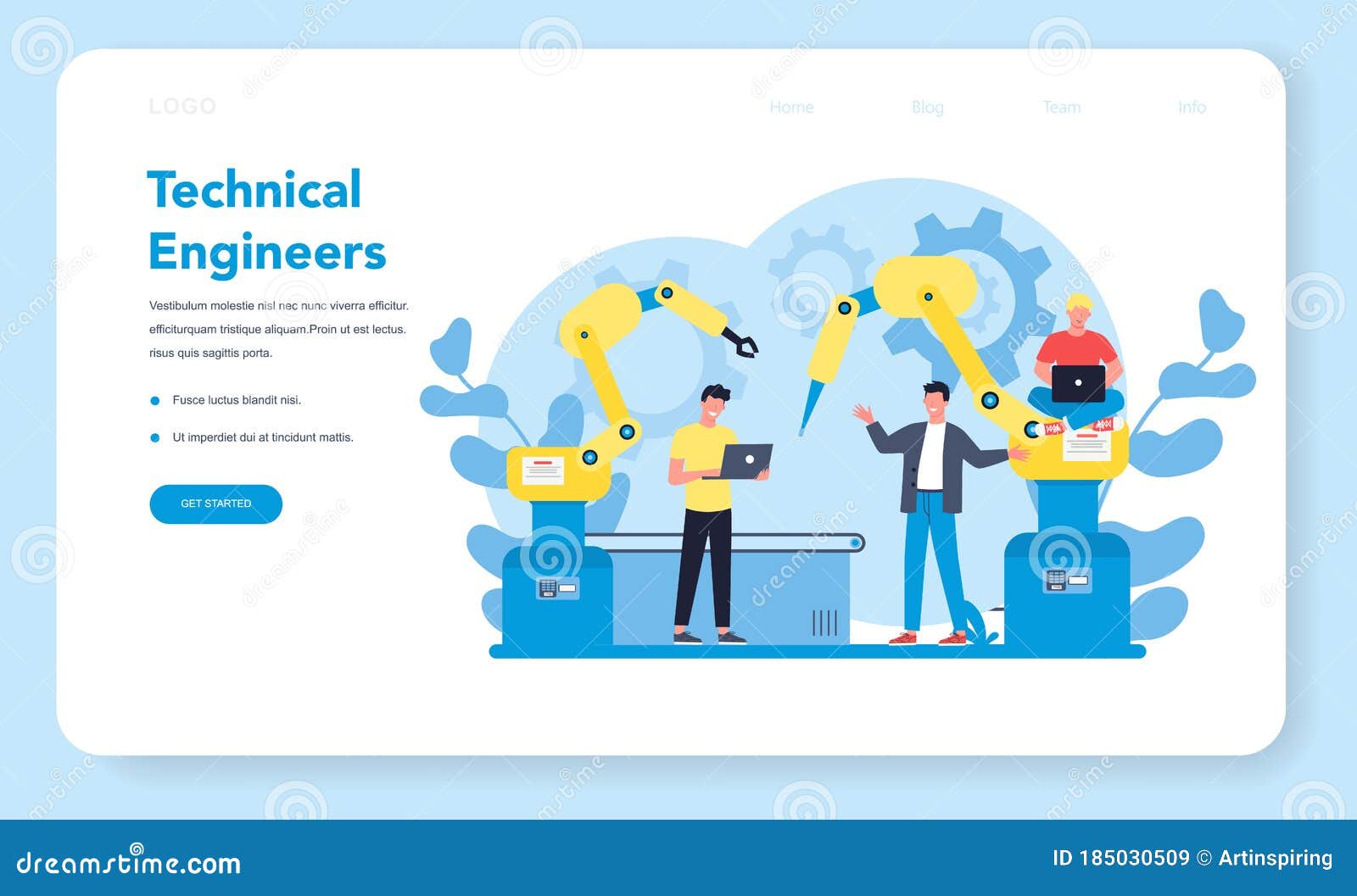 Technical Engineering Web Banner or Landing Page Concept. Stock Vector ...