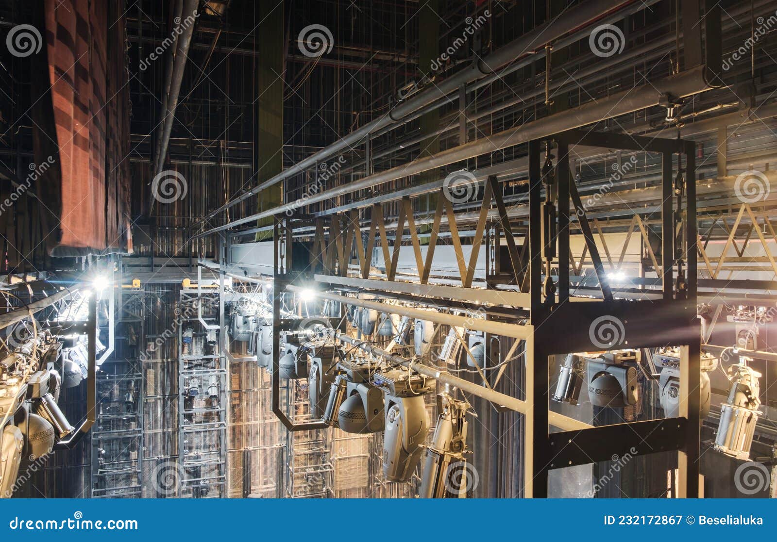 Technical Equipment at the Backstage of Theater Stock Image - Image of ...