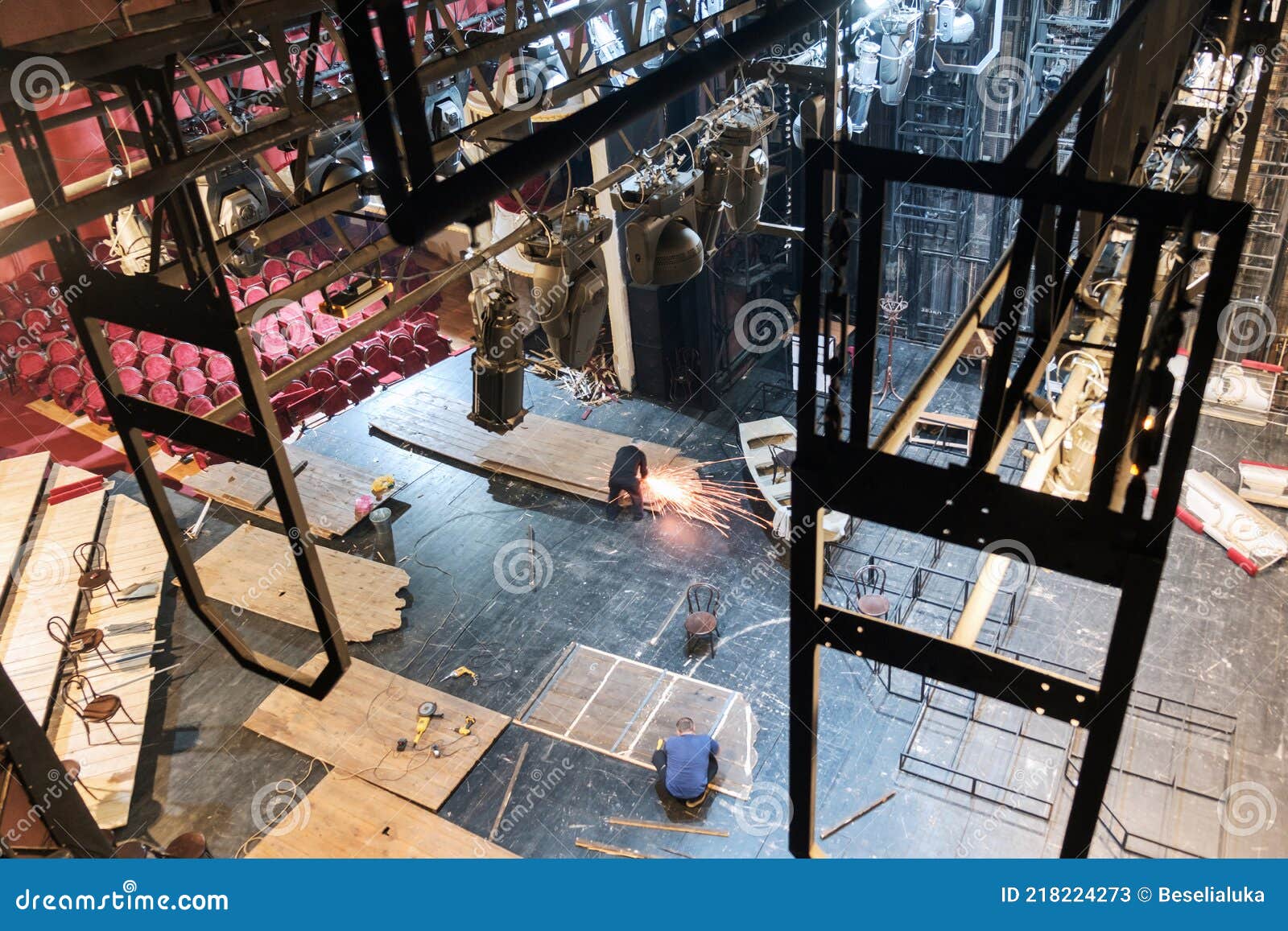 Technical Equipment at the Backstage of Theater Stock Image - Image of ...