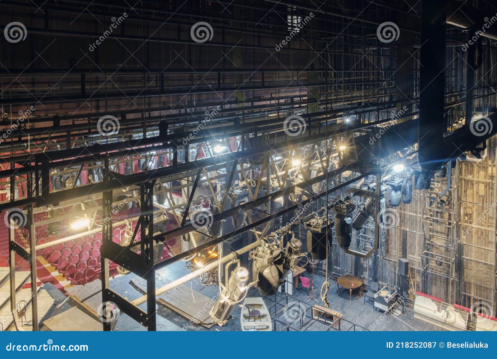 Technical Equipment at the Backstage of Theater. Stock Image - Image of ...