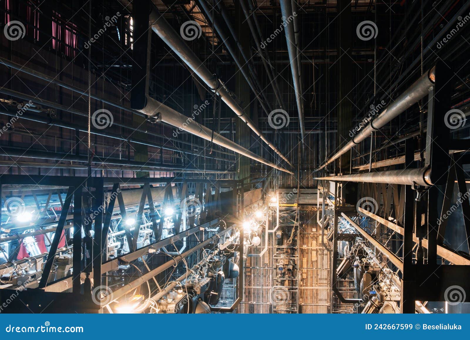 Technical Equipment at the Backstage of Theater Stock Image - Image of ...