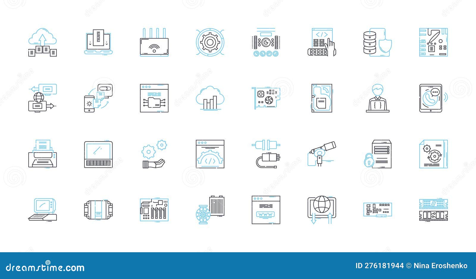 Technical Equipment Linear Icons Set. Gadgets, Instruments, Devices ...