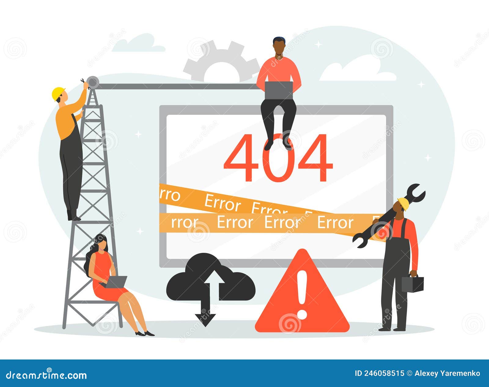 Technical error concept stock vector. Illustration of character - 246058515