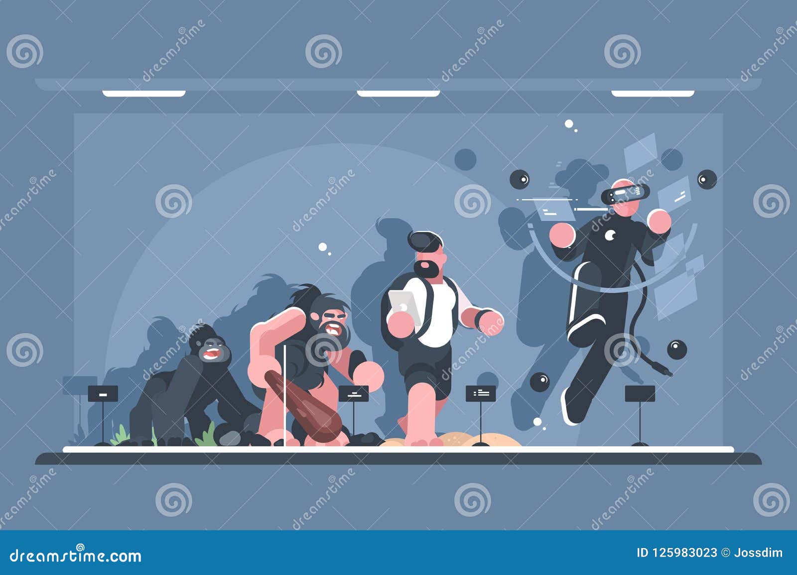 Technical evolution of man stock vector. Illustration of design - 125983023