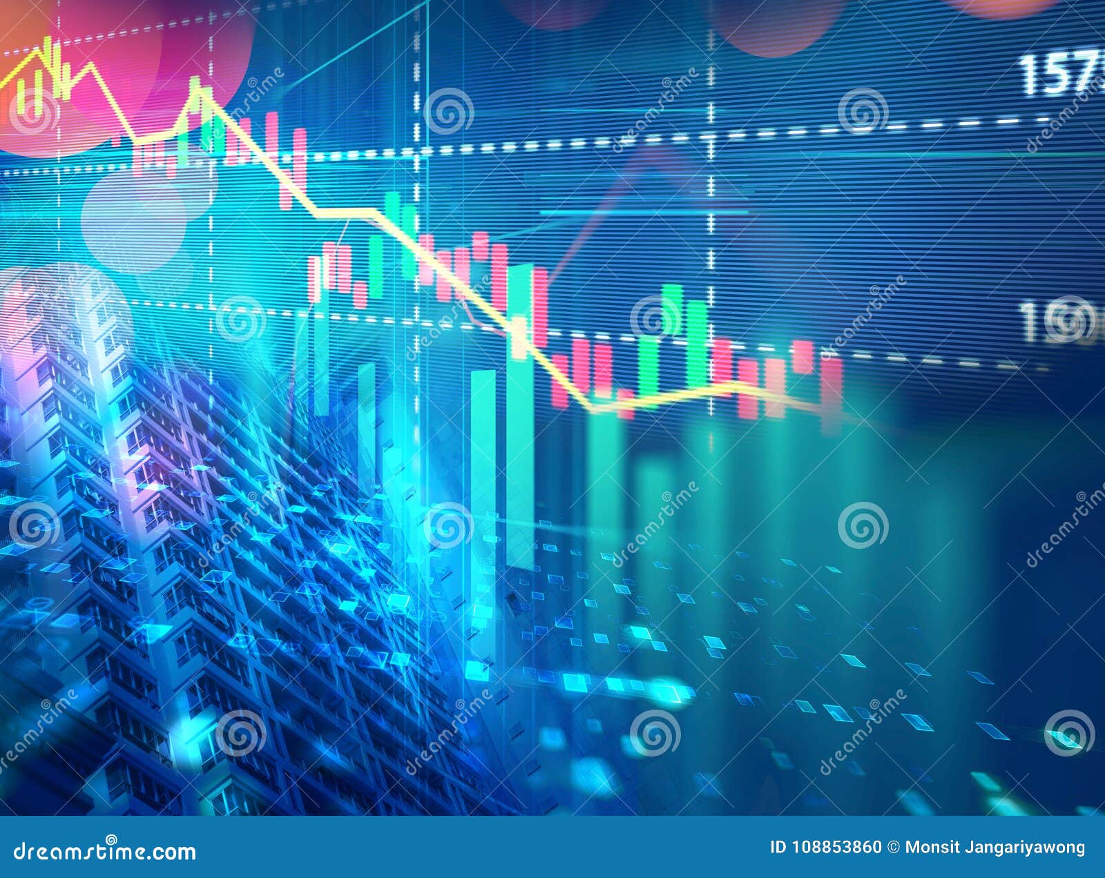 Technical Financial Graph on Technology Abstract Background Stock ...