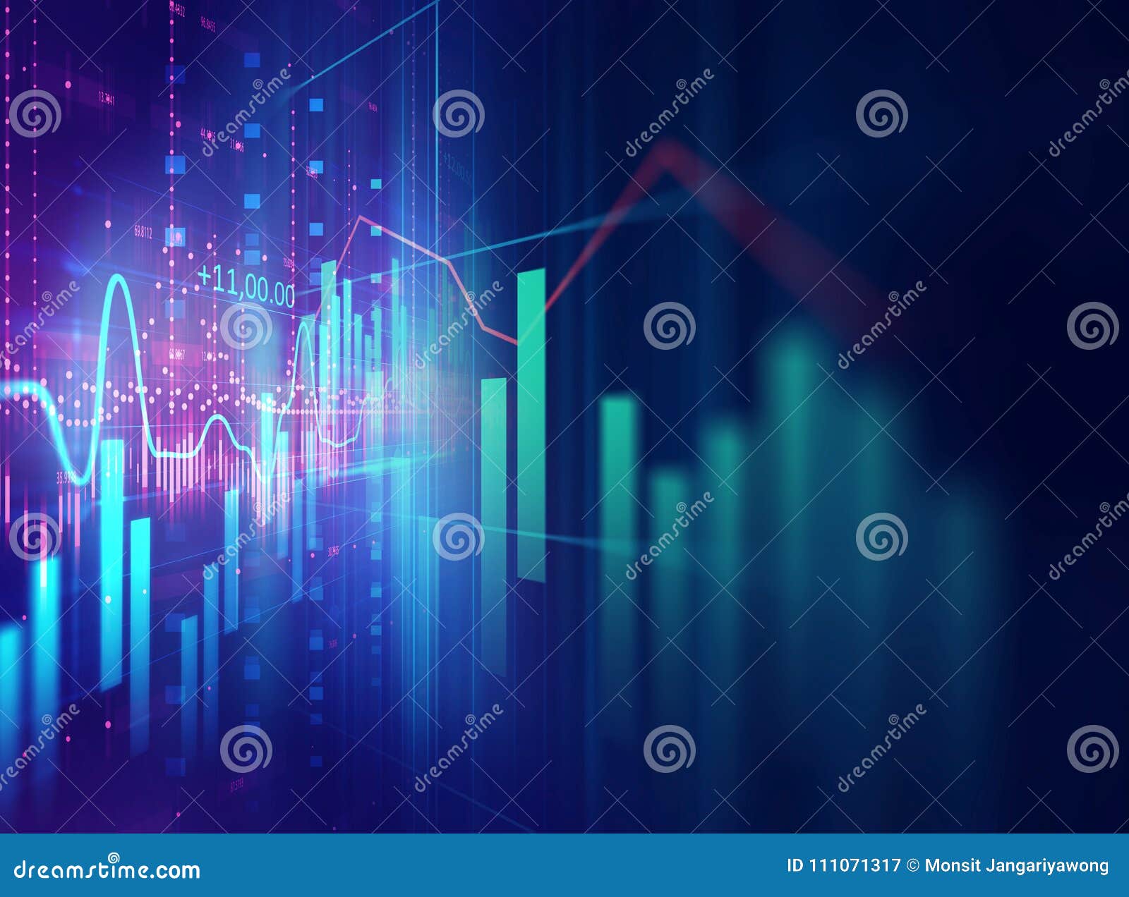 Technical Financial Graph on Technology Abstract Background Stock ...