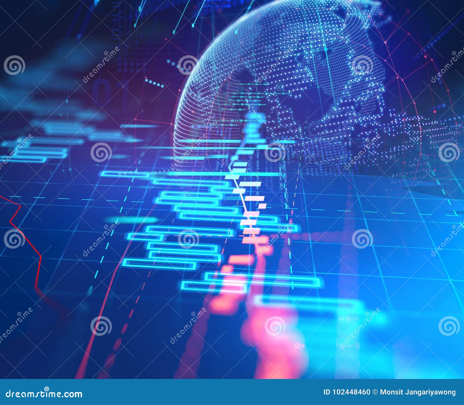 Technical Financial Graph on Technology Abstract Background Stock ...