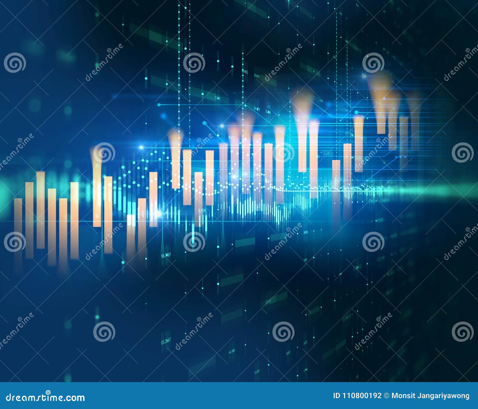 Technical Financial Graph on Technology Abstract Background Stock ...