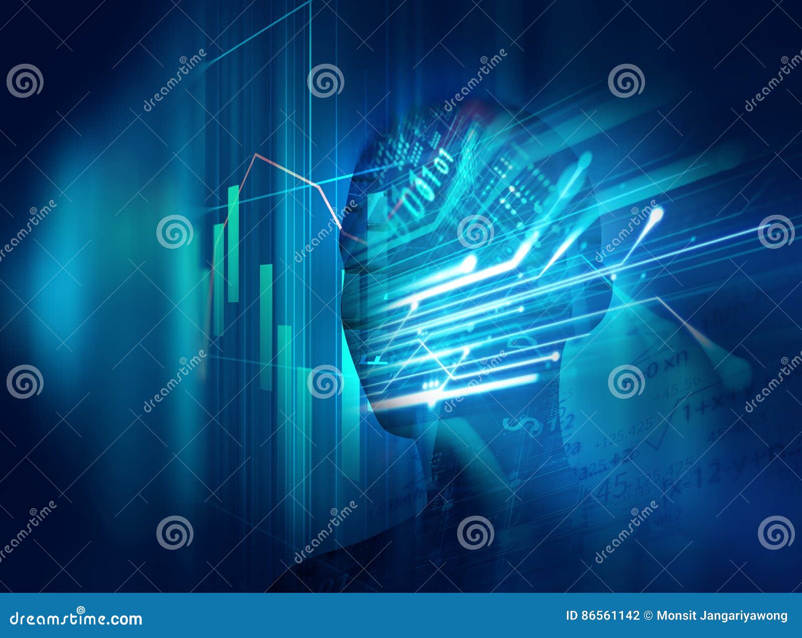 Technical Financial Graph on Technology Abstract Background Stock ...