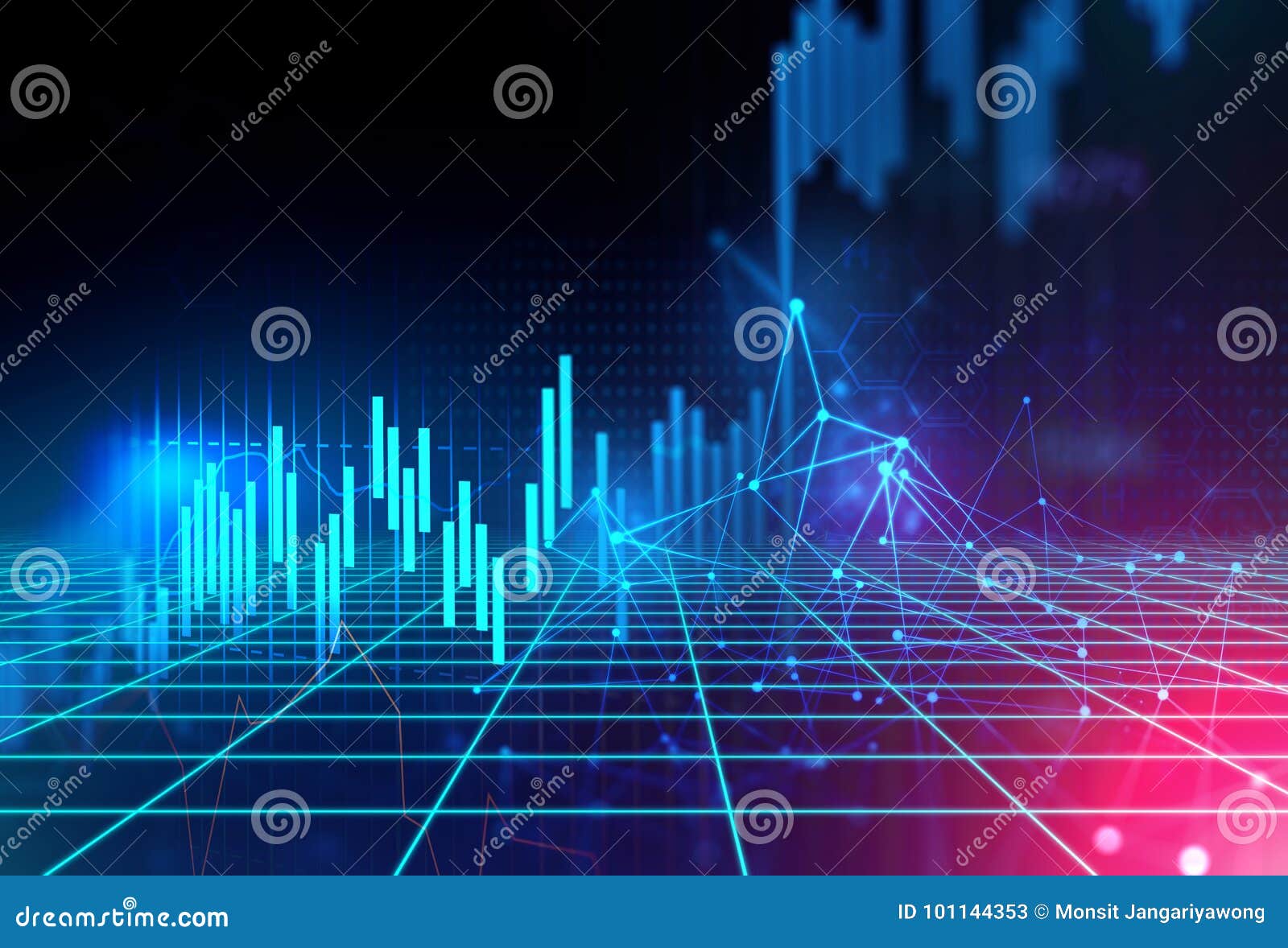 Technical Financial Graph on Technology Abstract Background Stock ...