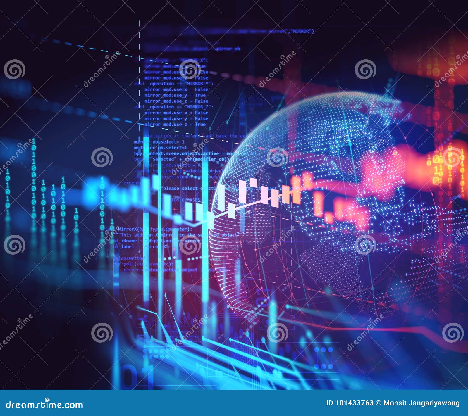 Technical Financial Graph on Technology Abstract Background Stock ...