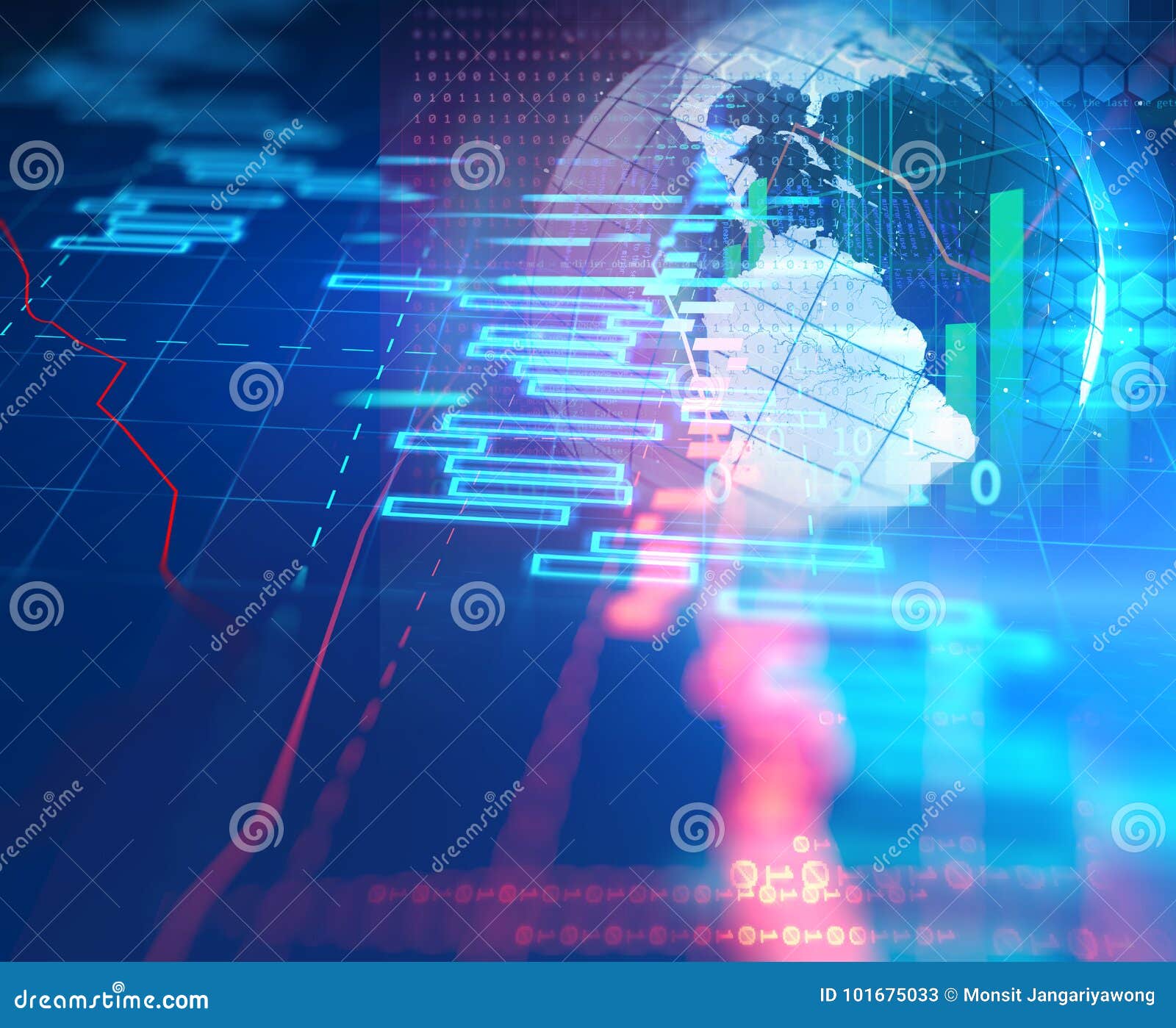 Technical Financial Graph on Technology Abstract Background Stock ...