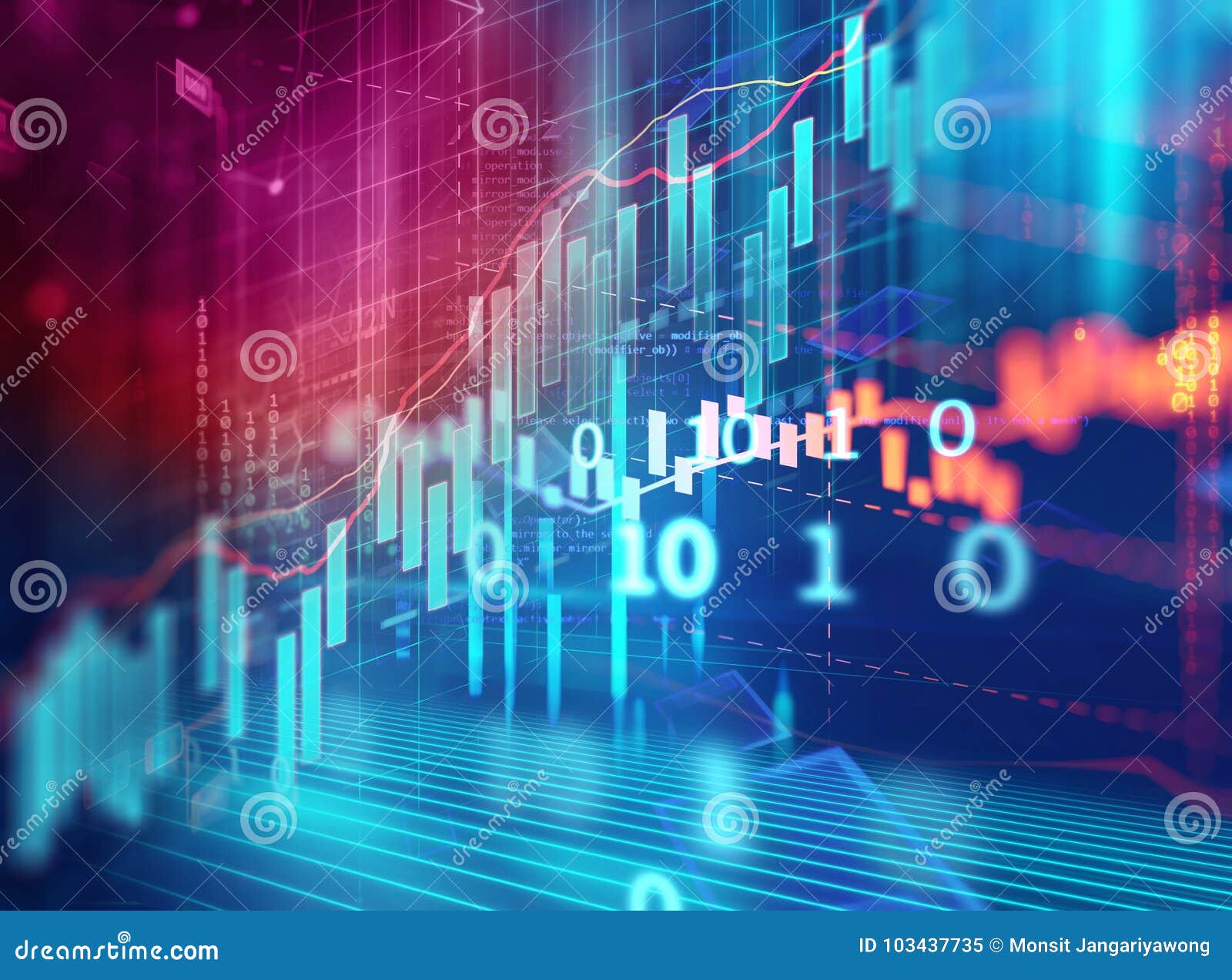 Technical Financial Graph on Technology Abstract Background Stock ...