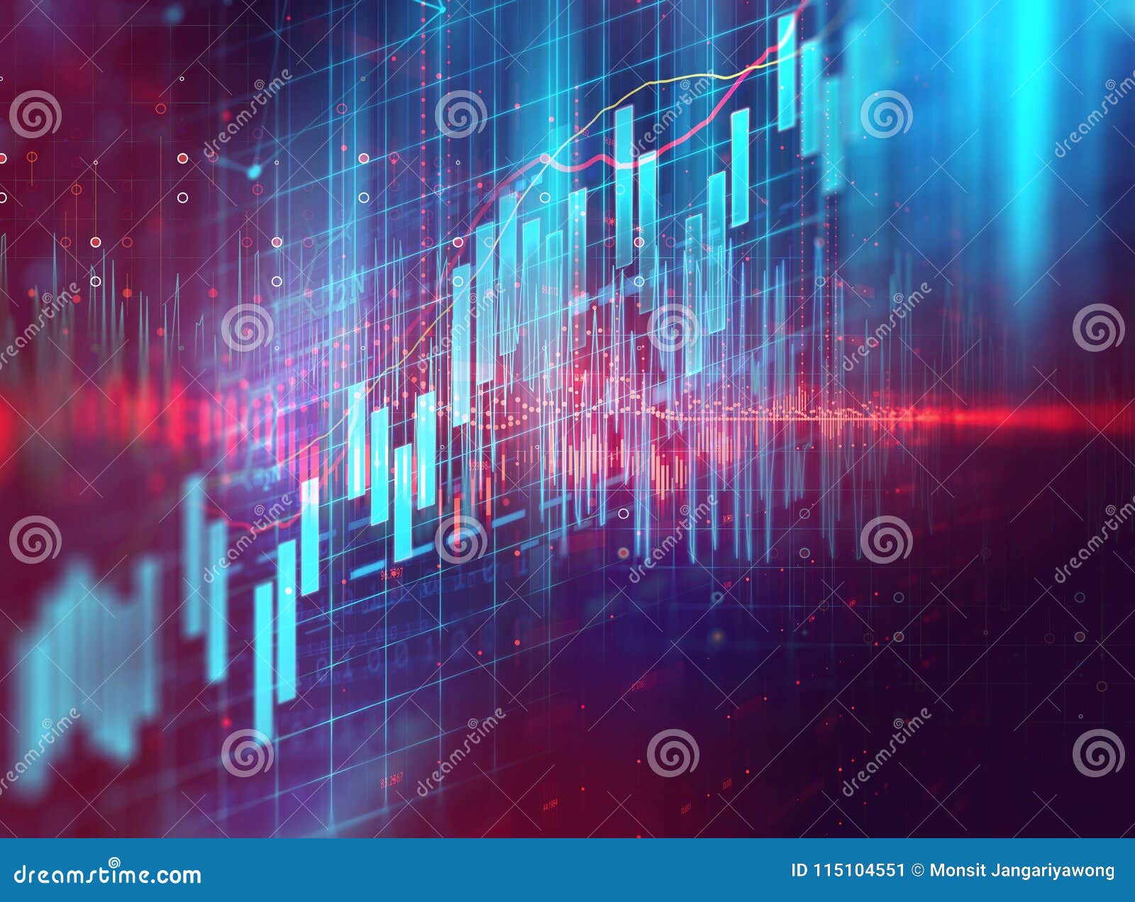 Technical Financial Graph on Technology Abstract Background Stock ...
